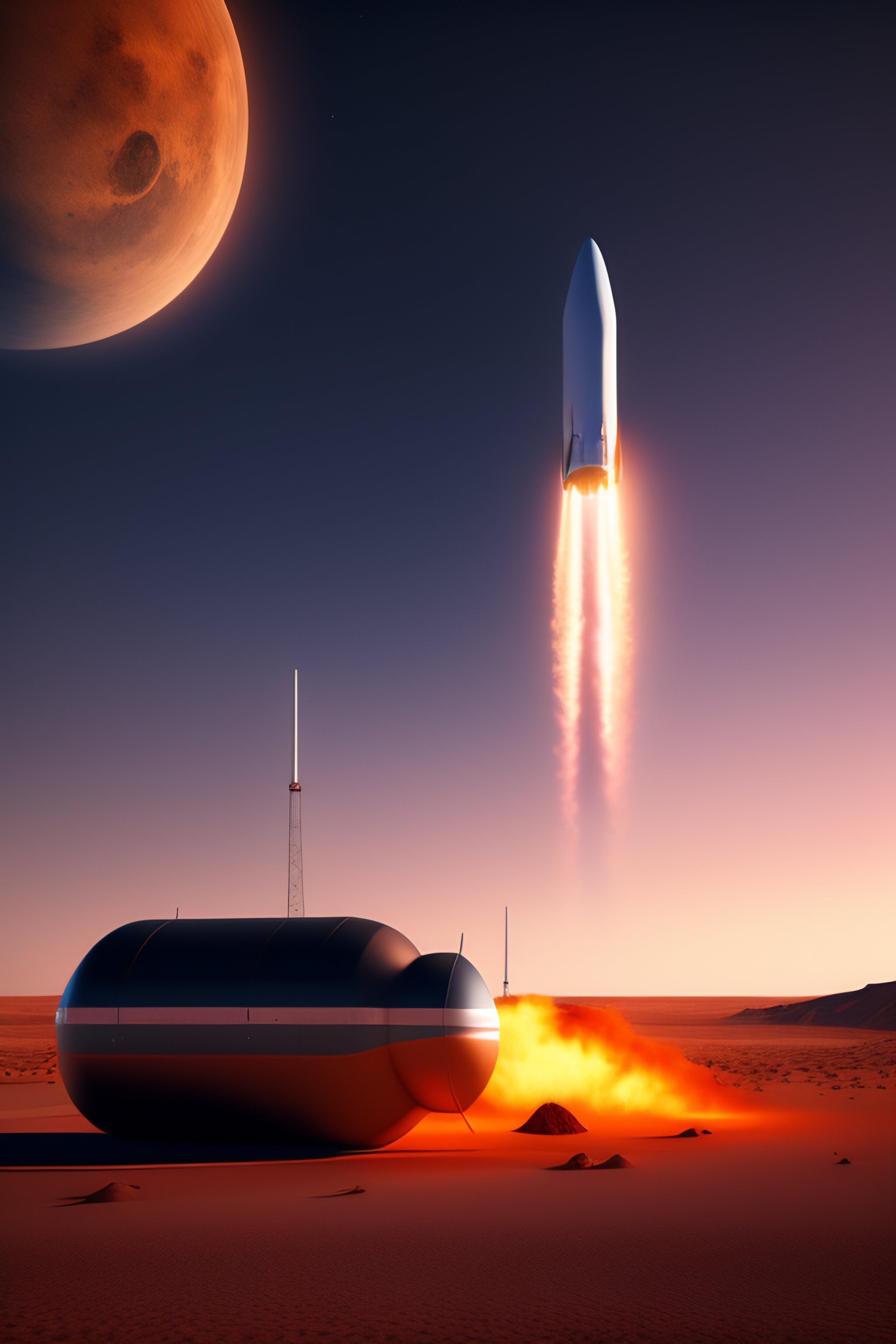 Lexica - 50mm Photograph of SpaceX starship designed by SpaceX landed ...