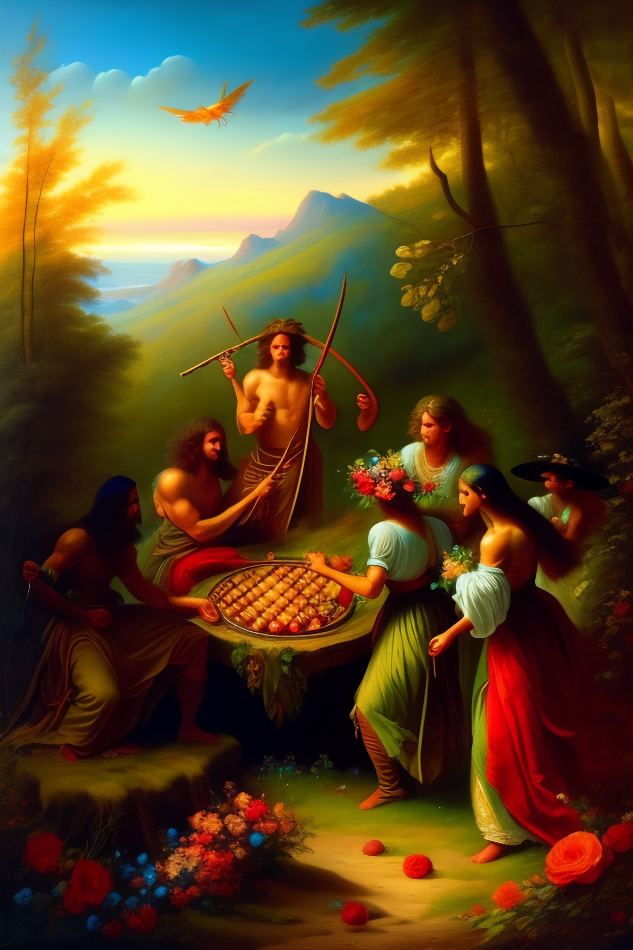 Lexica - Witches feast, satyrs dancing in the forest, pan pipes, lyer ...