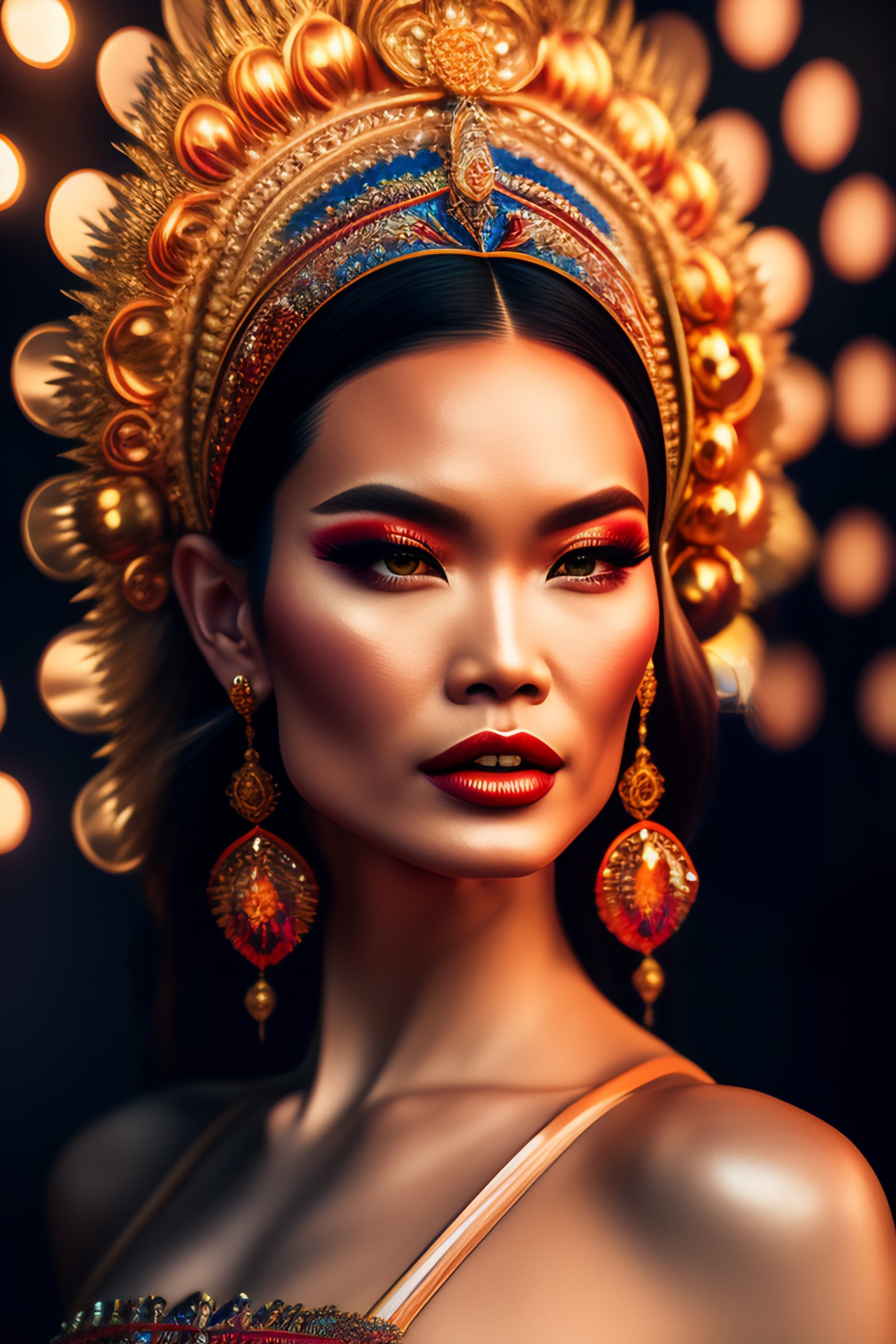 Lexica - From behind, of a spiritual full body, light skin, Filipina ...