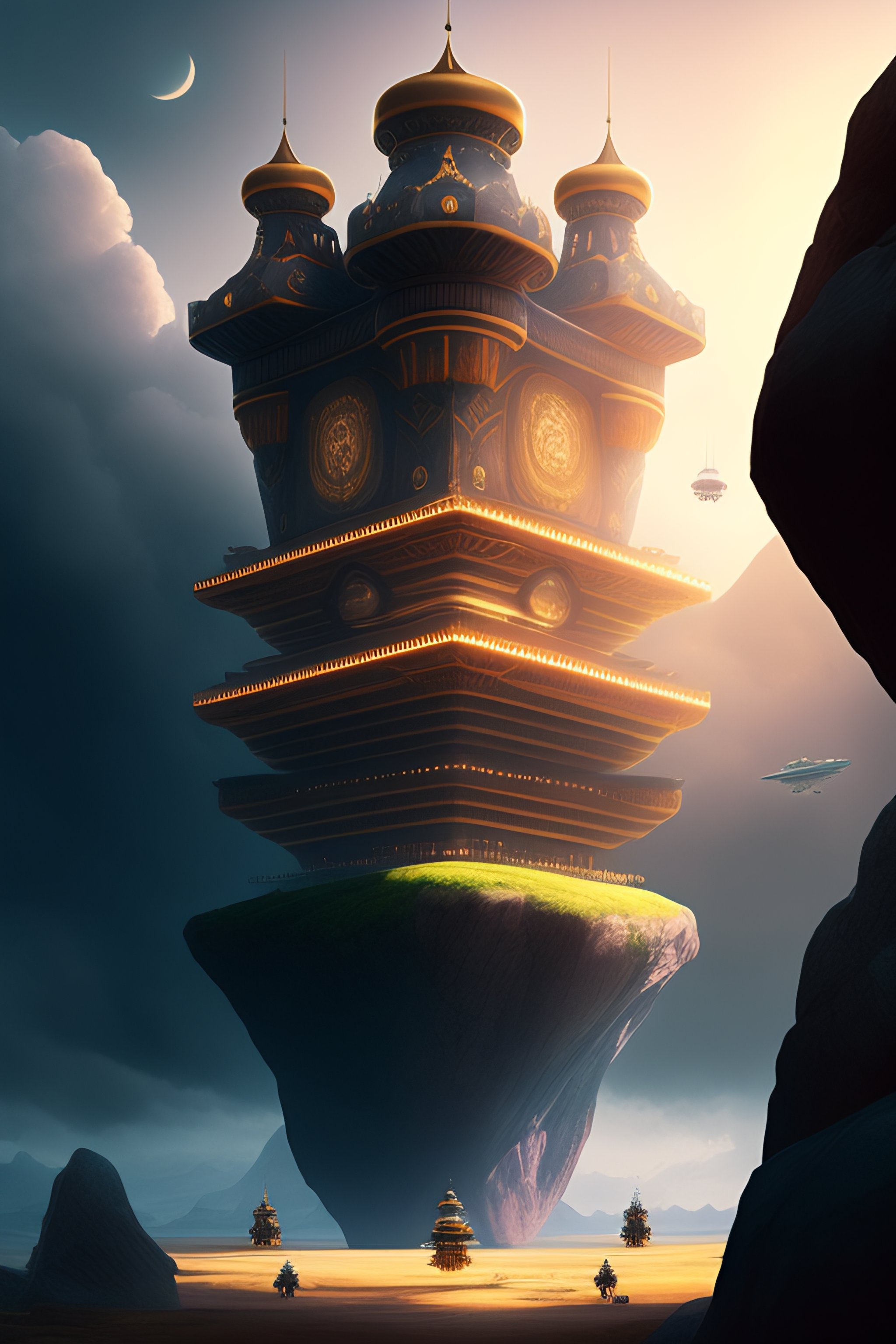 Lexica - Giant flying castle with center citadel