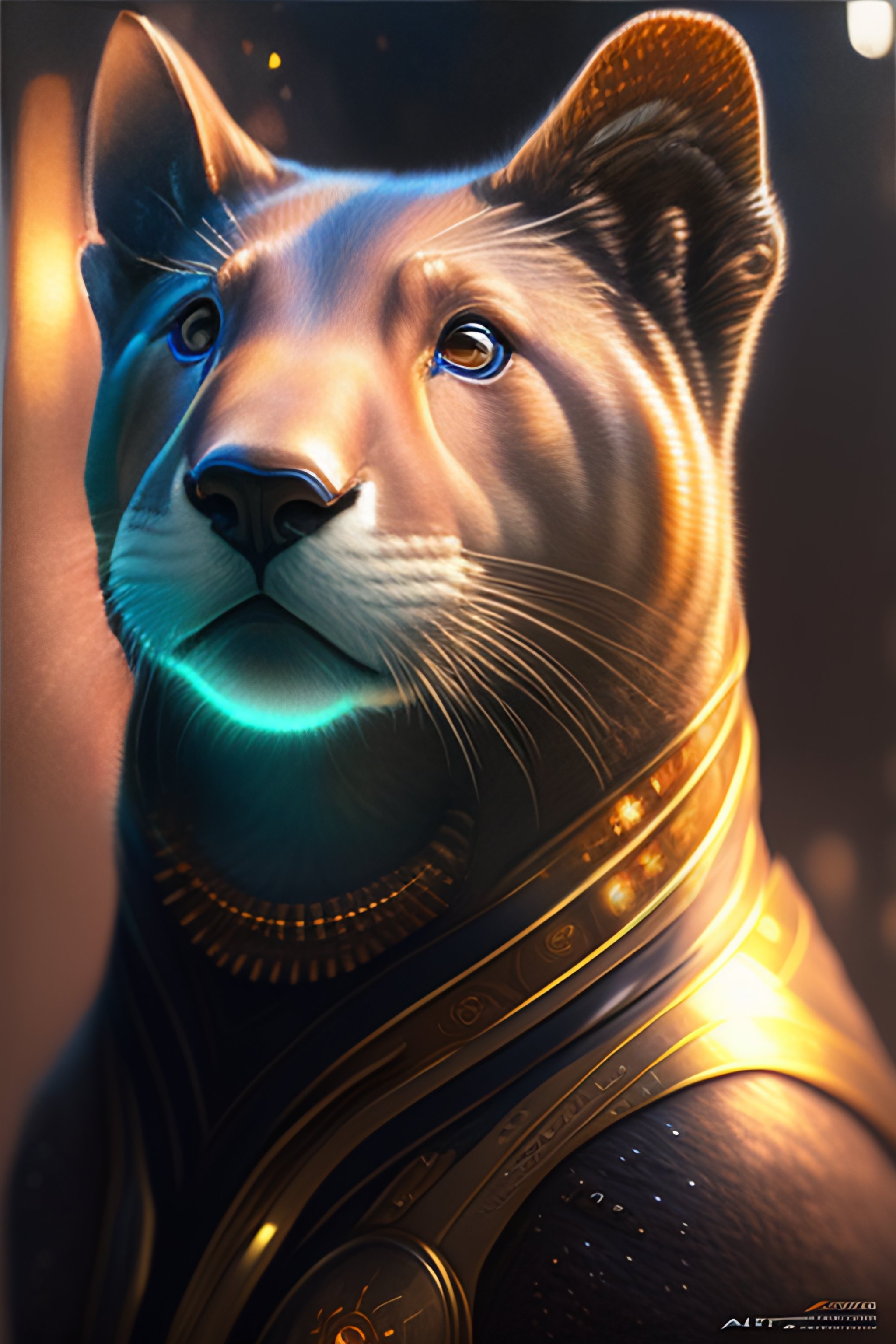 Lexica - Portrait of a cybernetic otter, sunburst arround head, deadly ...