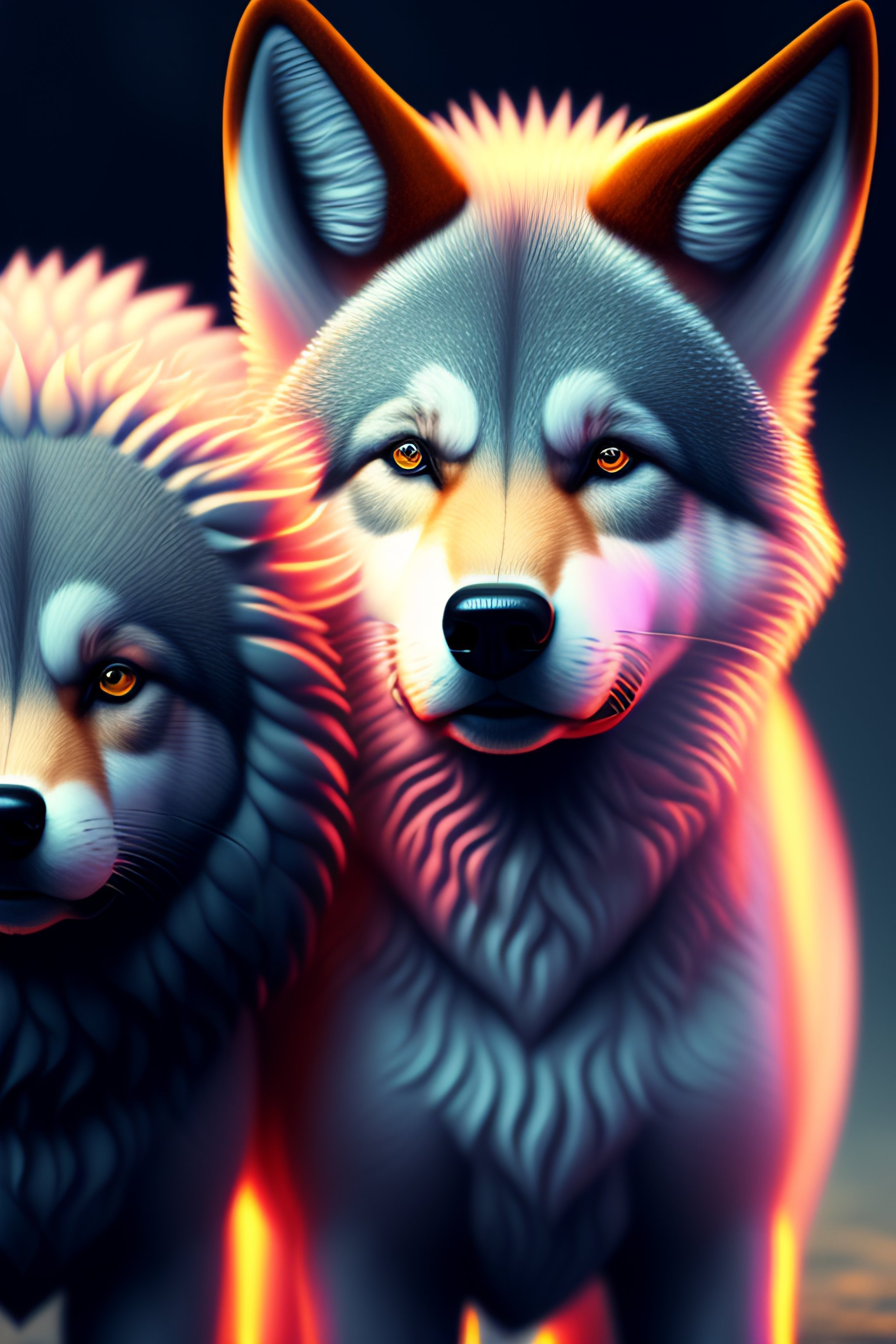 Lexica - Three cuddly little wolves with soft fur and fluffy tails who ...