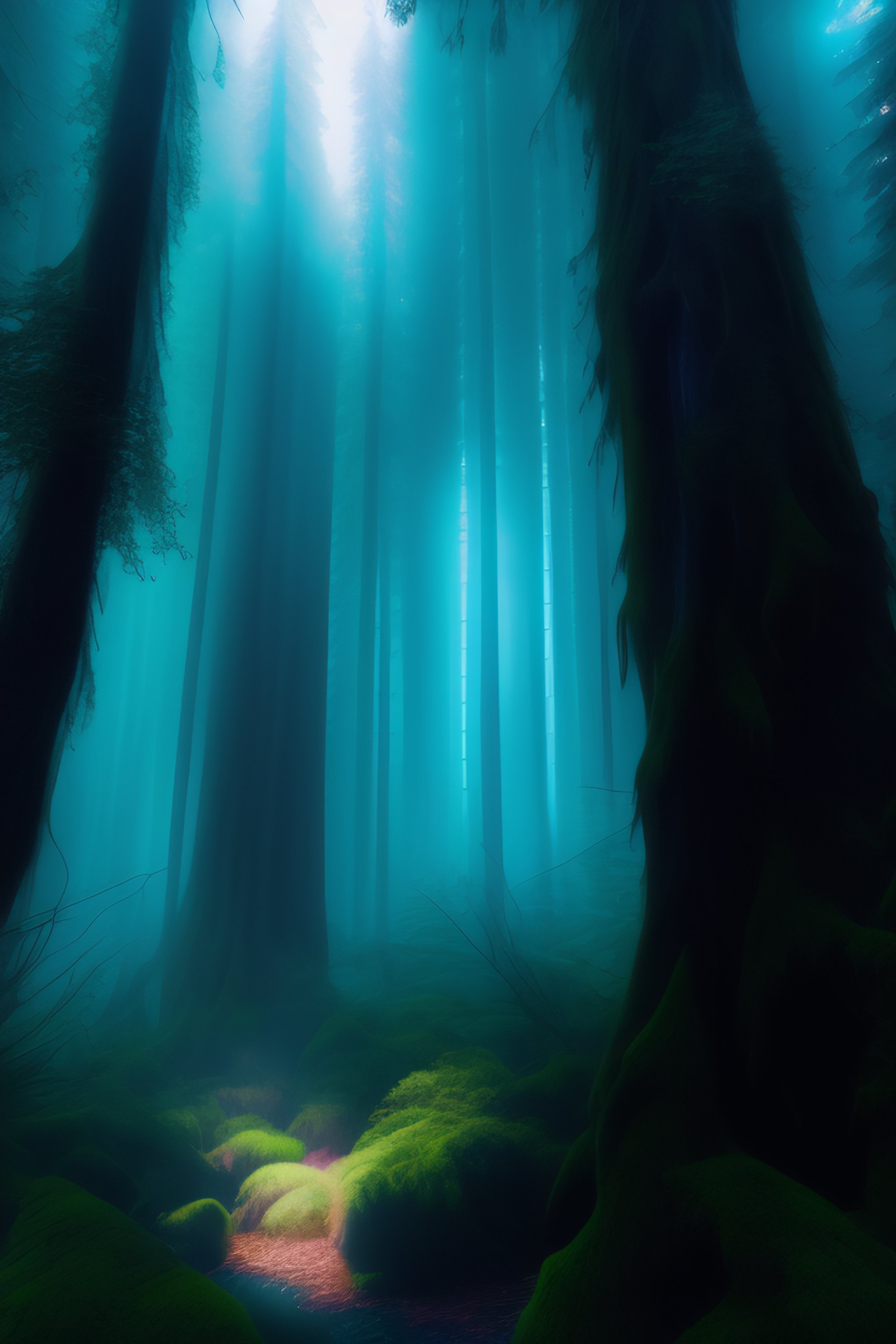 Lexica - Digital image of a mysterious and enchanted forest using V-Ray ...