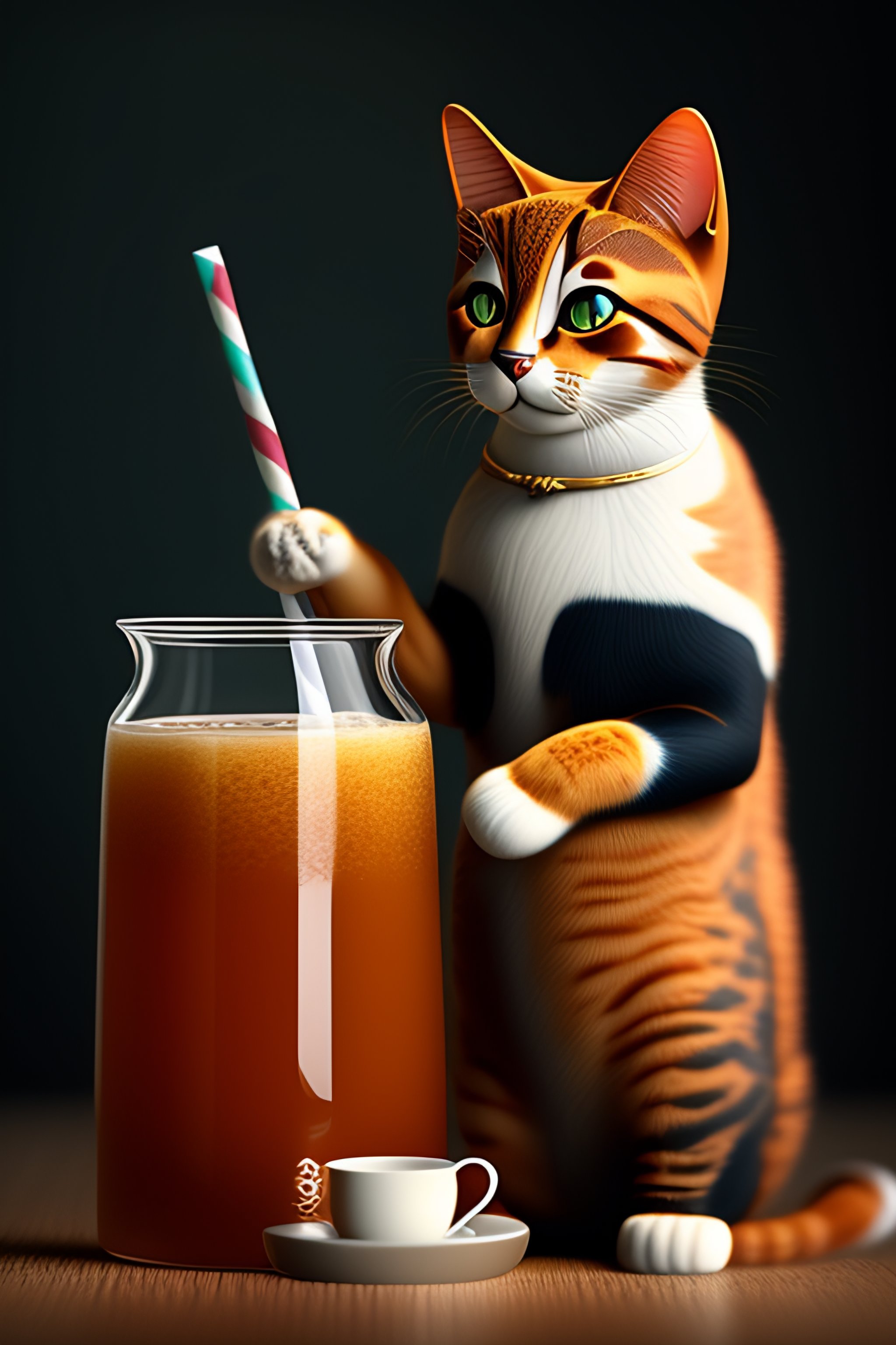 Lexica - An anthropomorphic cat drink tea