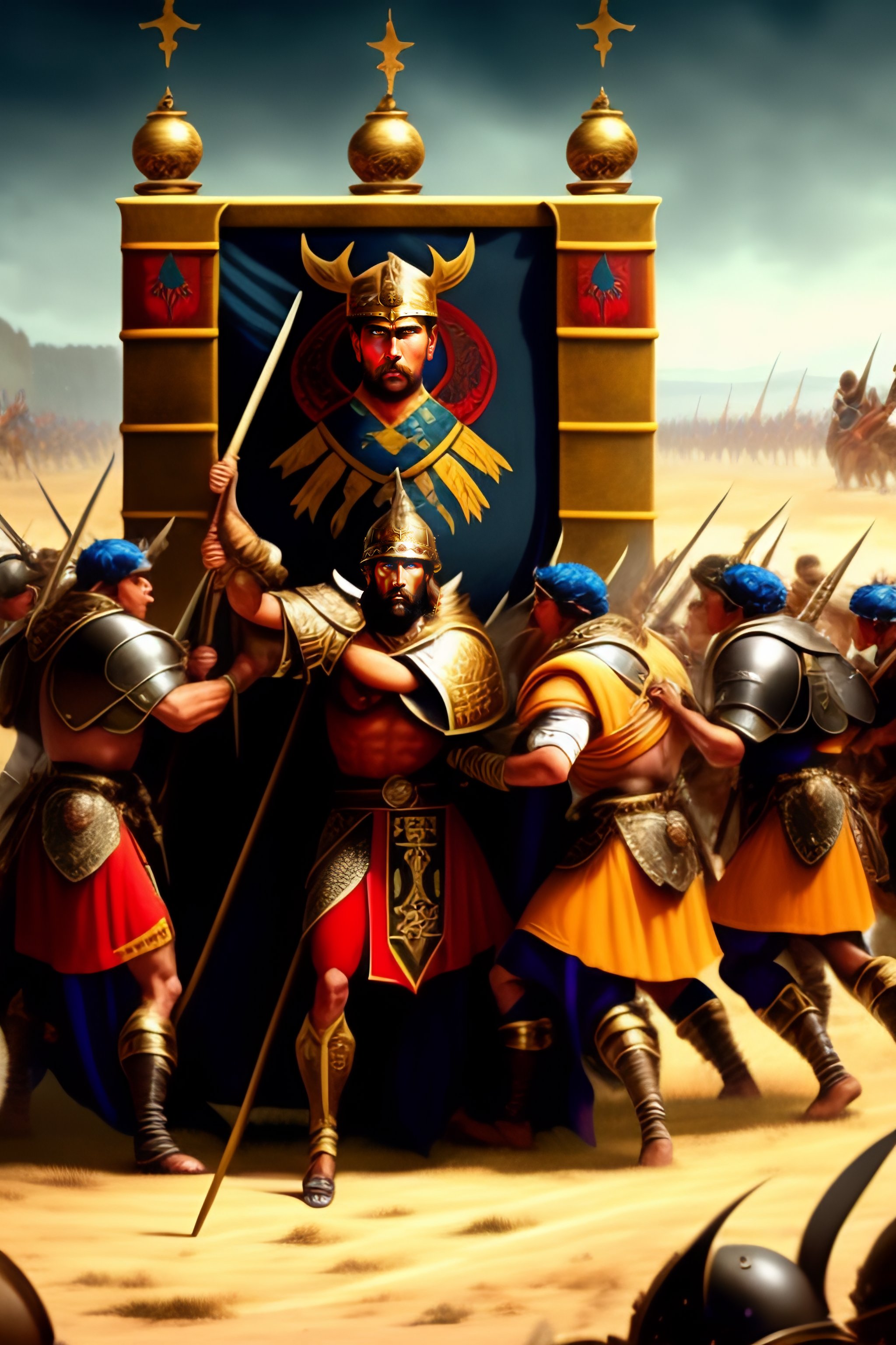 Lexica - A roman legion fighting a demon army on a battlefield covered ...