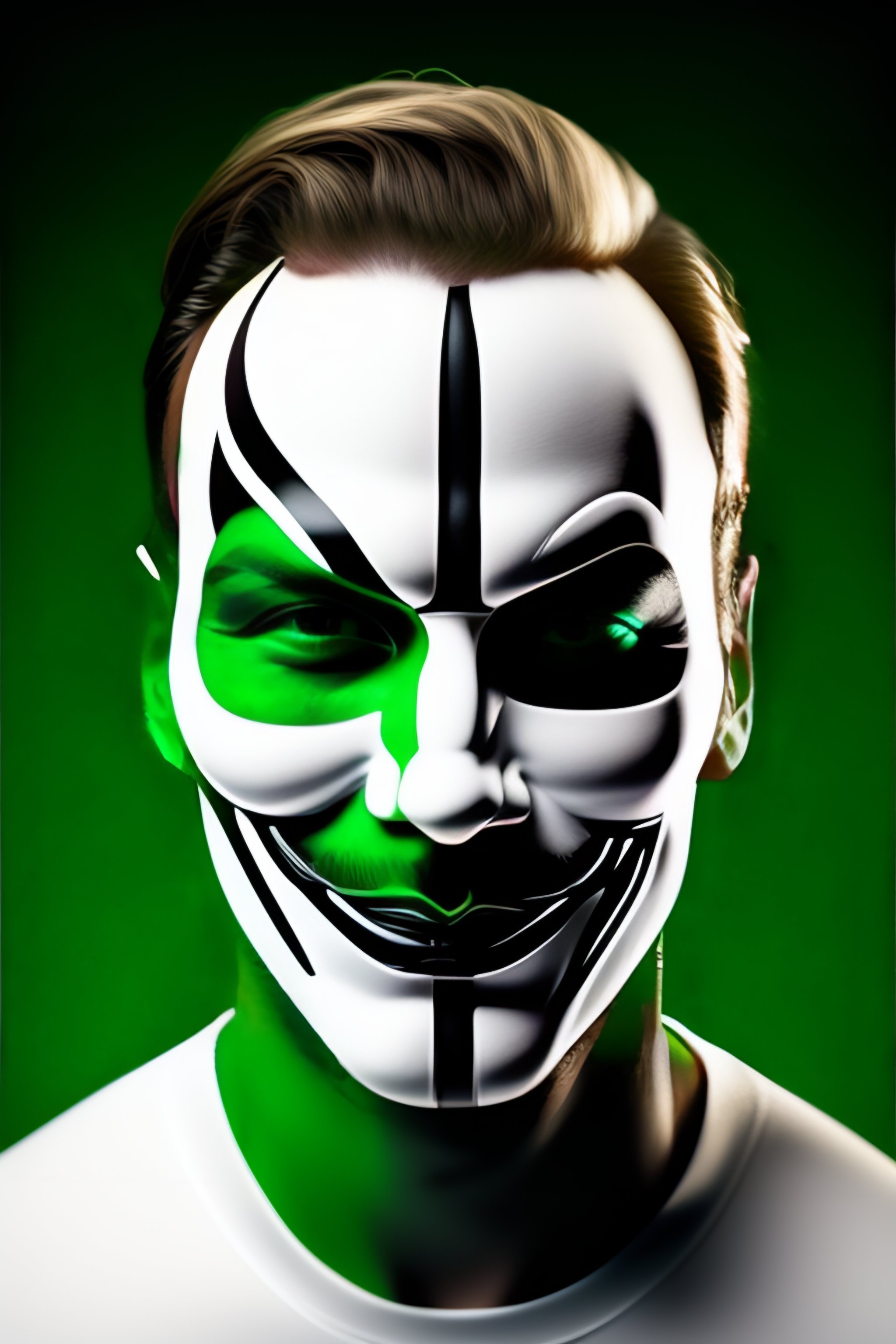 Lexica - Image of anonymous mask black and white in green background