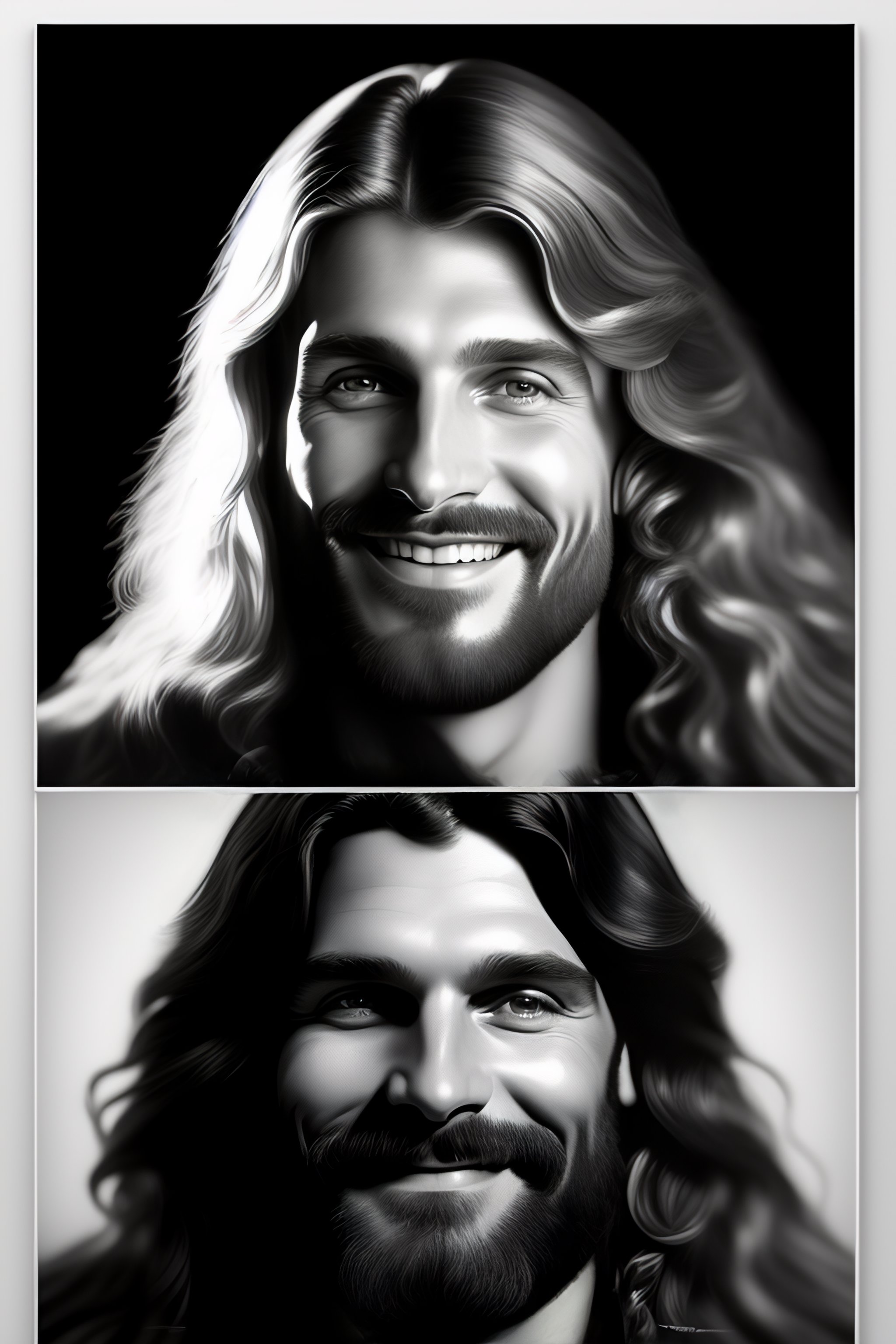 Lexica - Hyperrealist portrait of jesus smiling, david hockney and ...