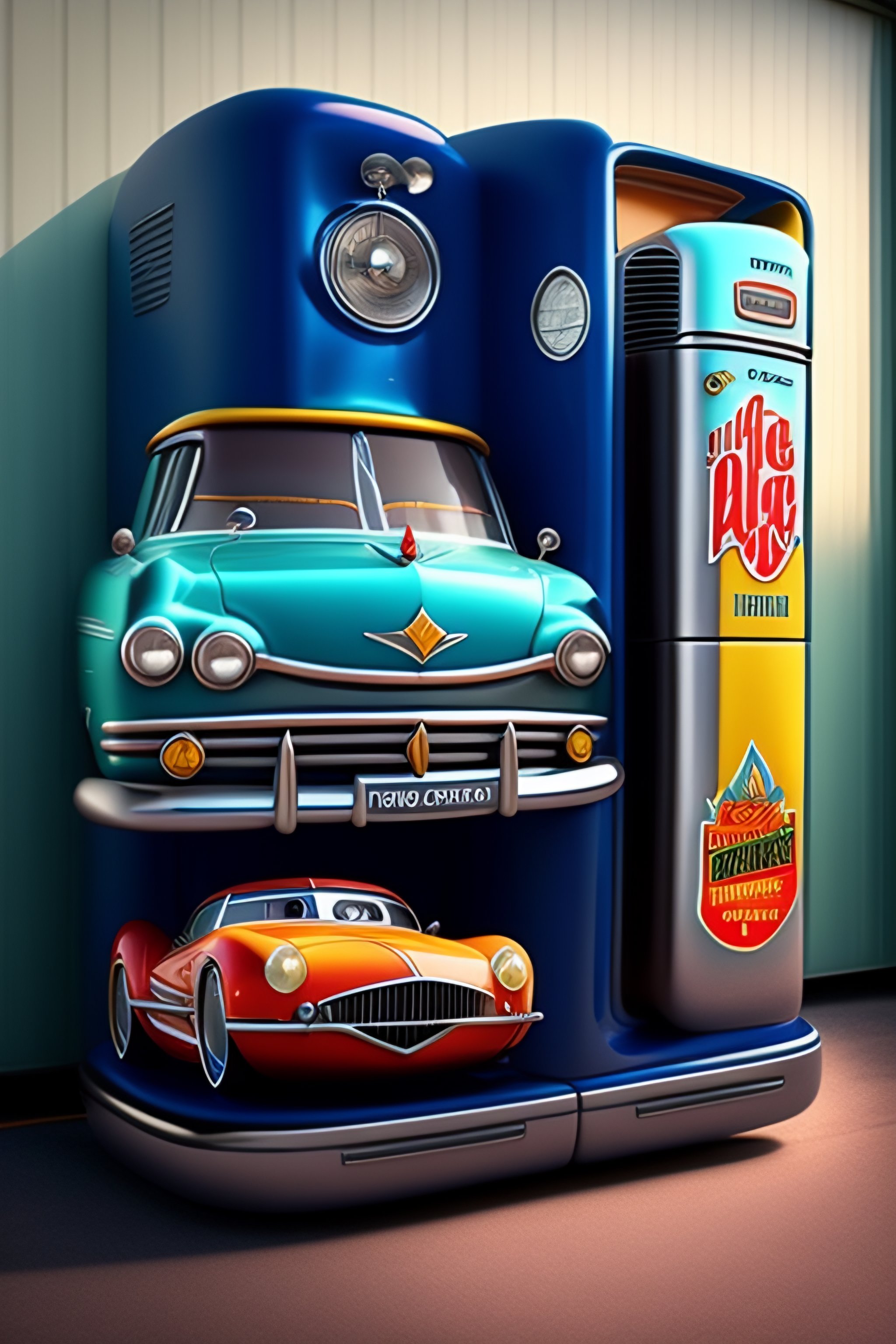 Lexica - Refrigerator in style of the movie Cars from Pixar