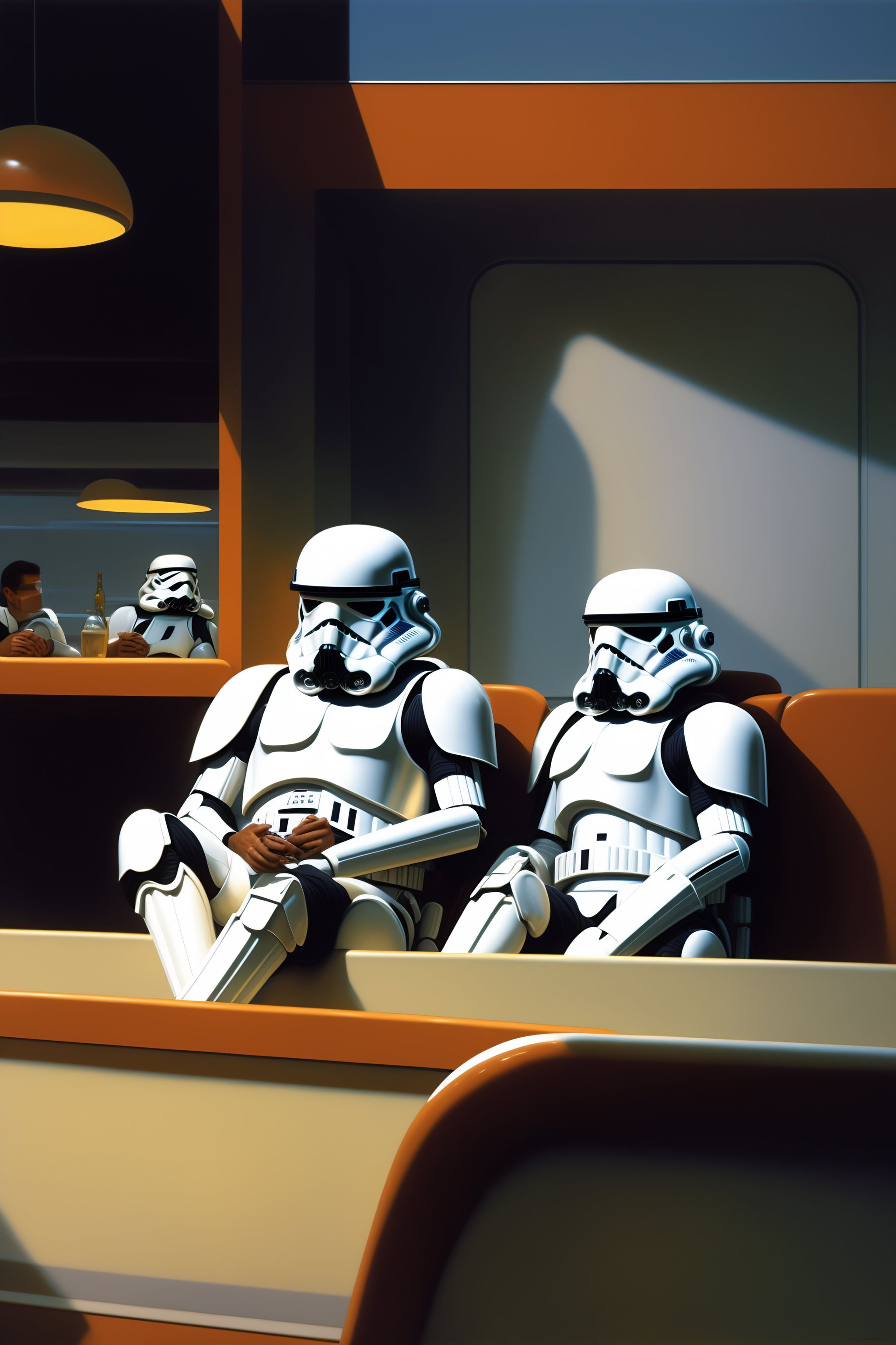 Lexica - "Stormtroopers relaxing in the Break Room" by Syd Mead, cold ...