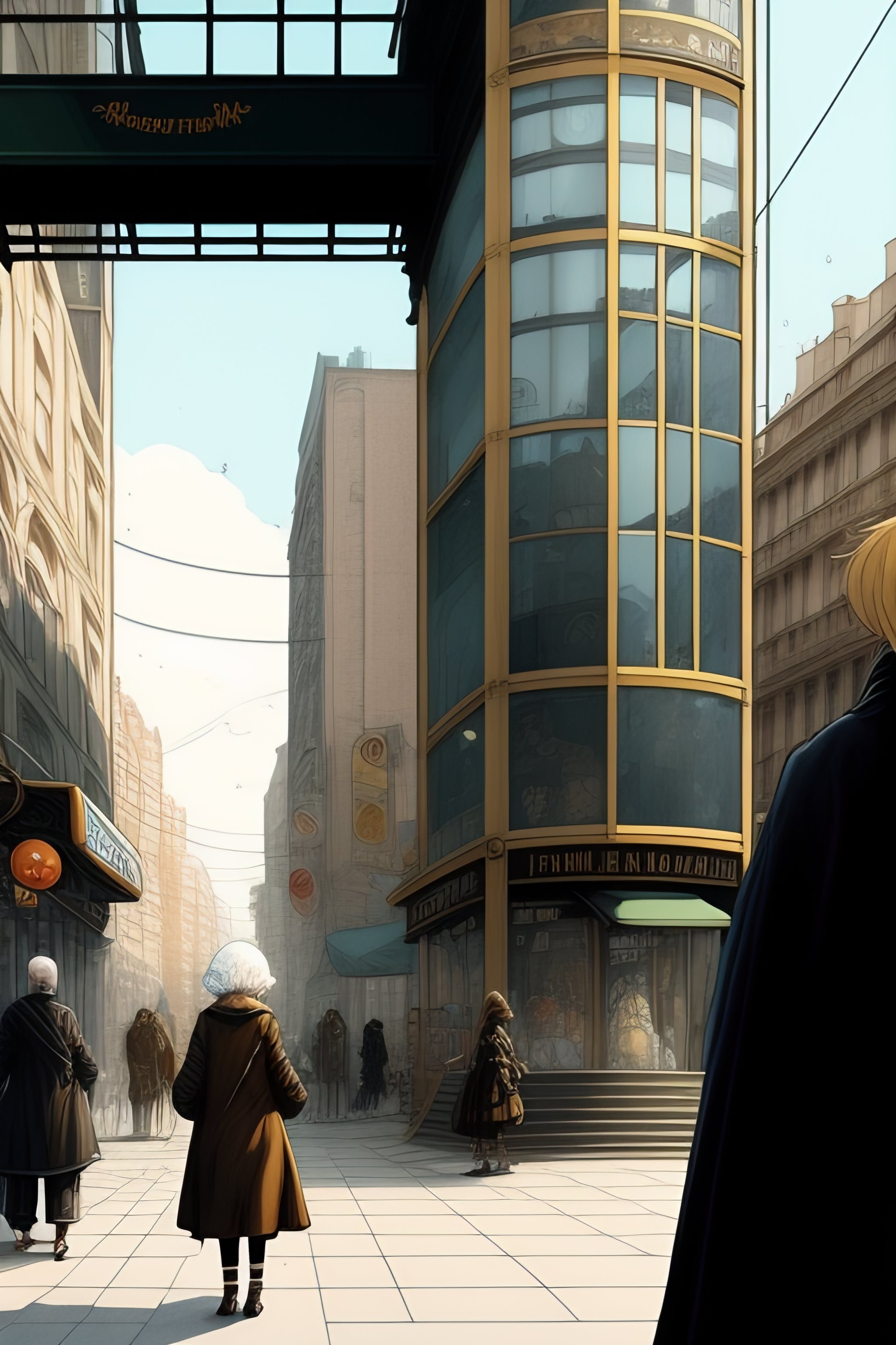 Lexica - Futurepunk old lady, daylight, low angle, street of punk city ...