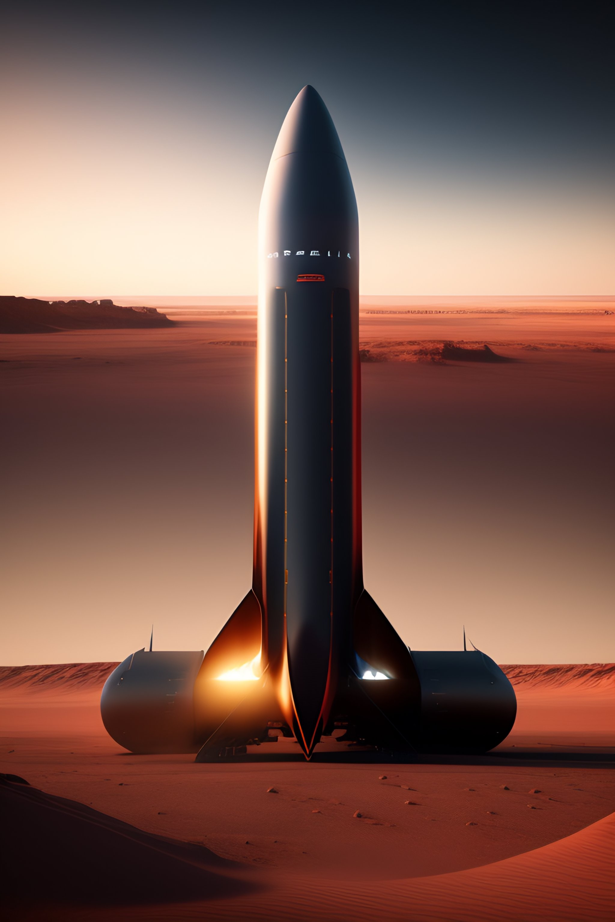 Lexica - 50mm Photograph of SpaceX starship designed by SpaceX landed ...