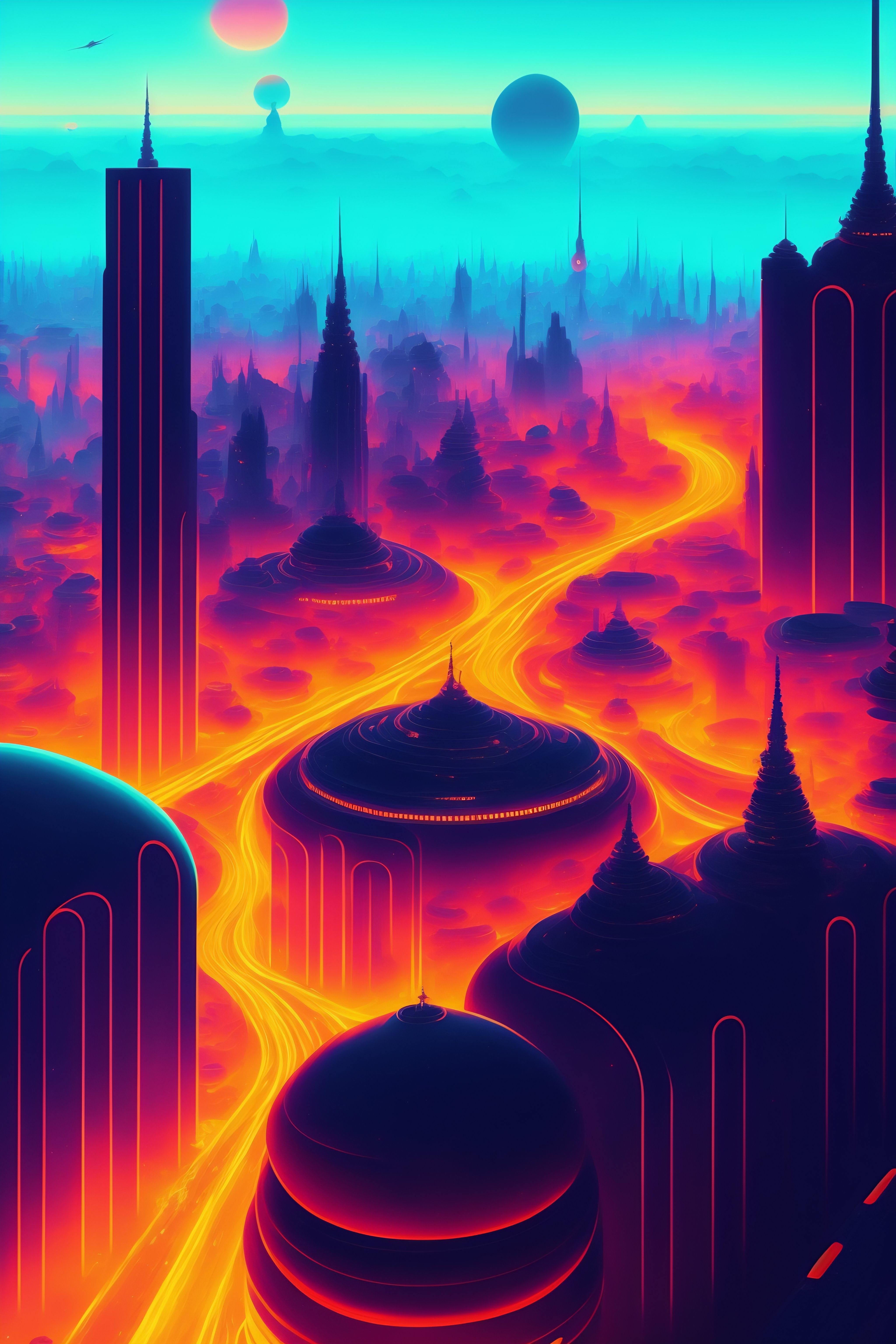 Lexica - Alien city in the style of studio gibli and jhonen vasquez ...