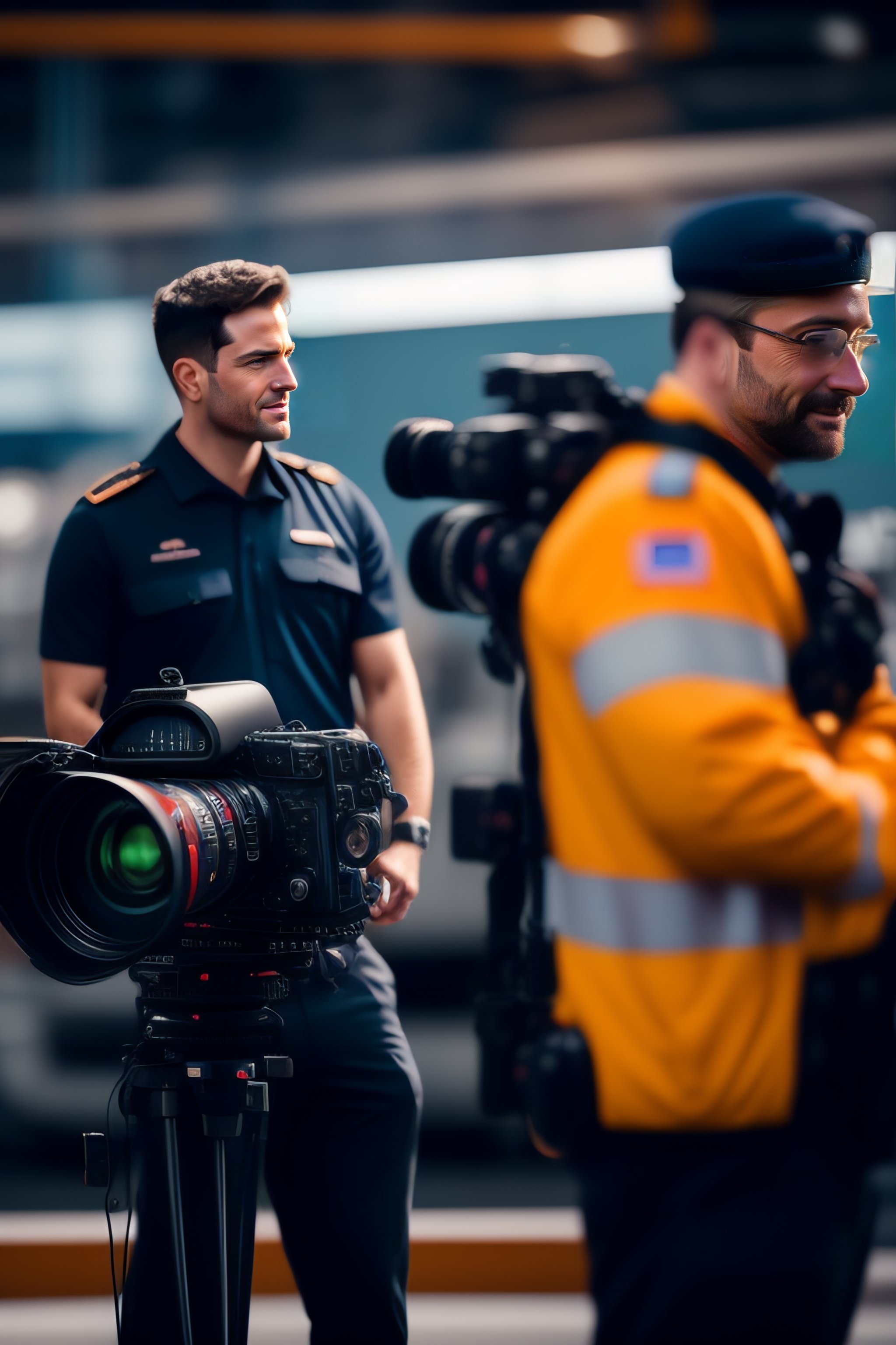 Lexica - Cameraman with a Canon cinema camera and soundman on a set of ...