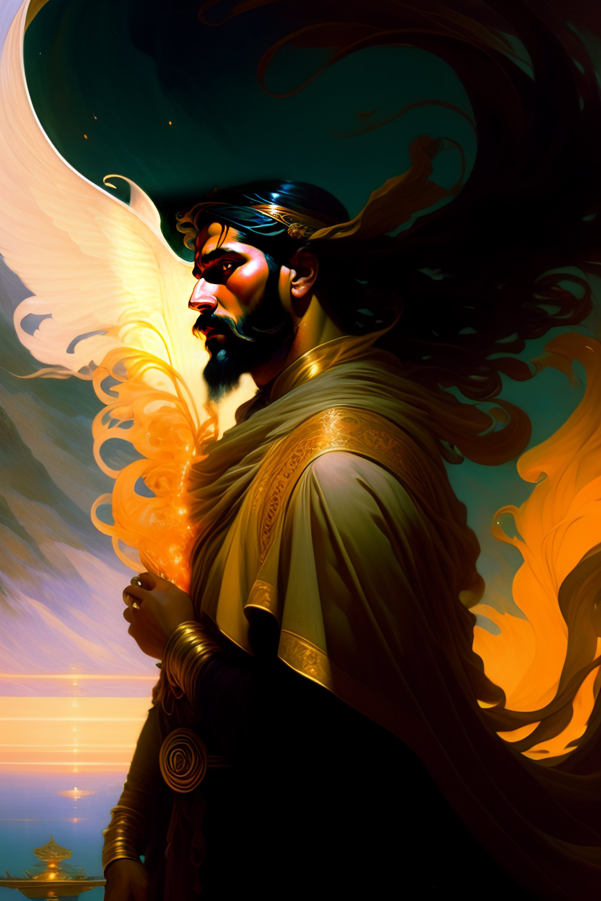 Lexica - Fury of god, Angry face bearded Old Testament God, windy hands ...