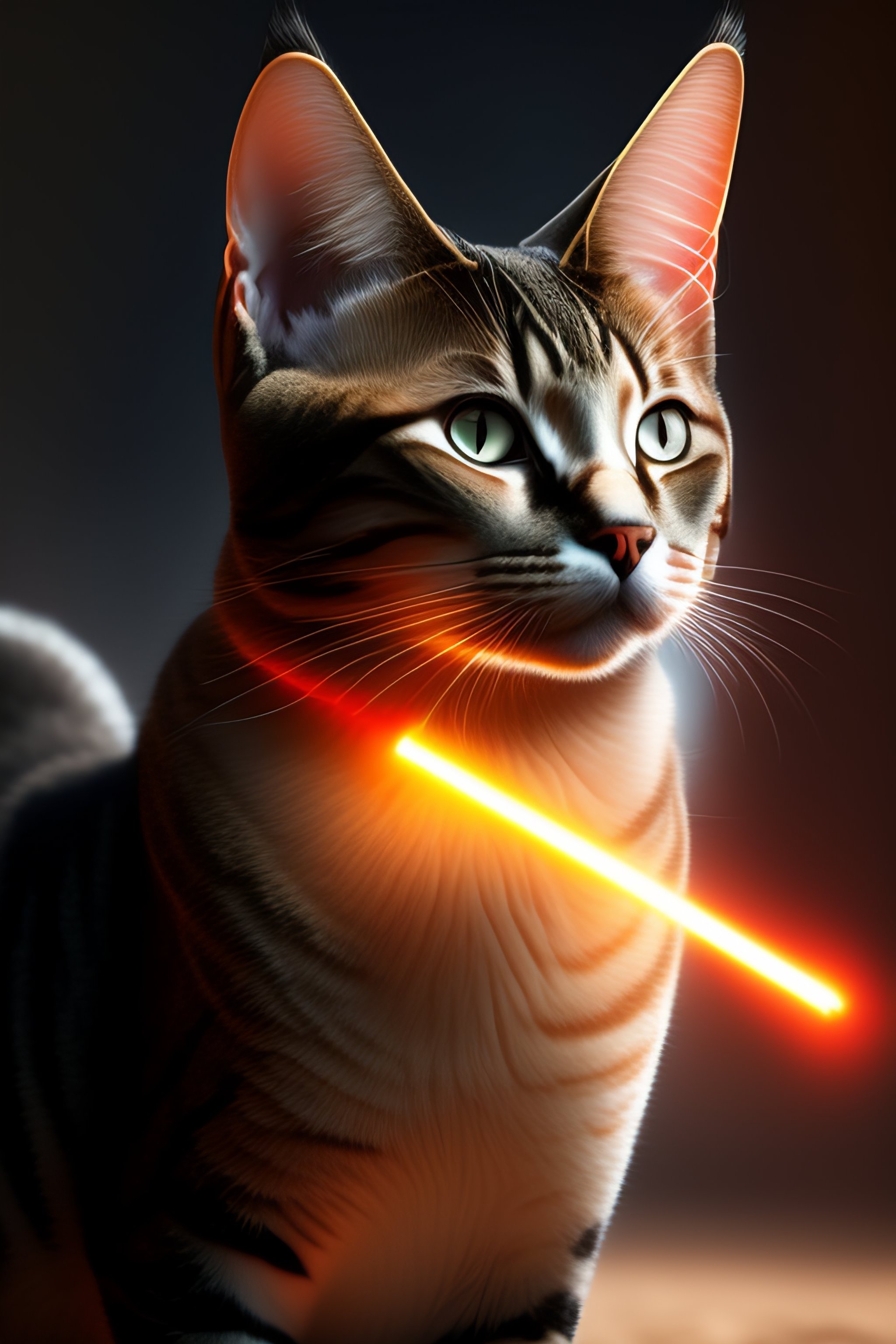 Lexica - Cat as a sith,with light sable, space, hyperrealistic