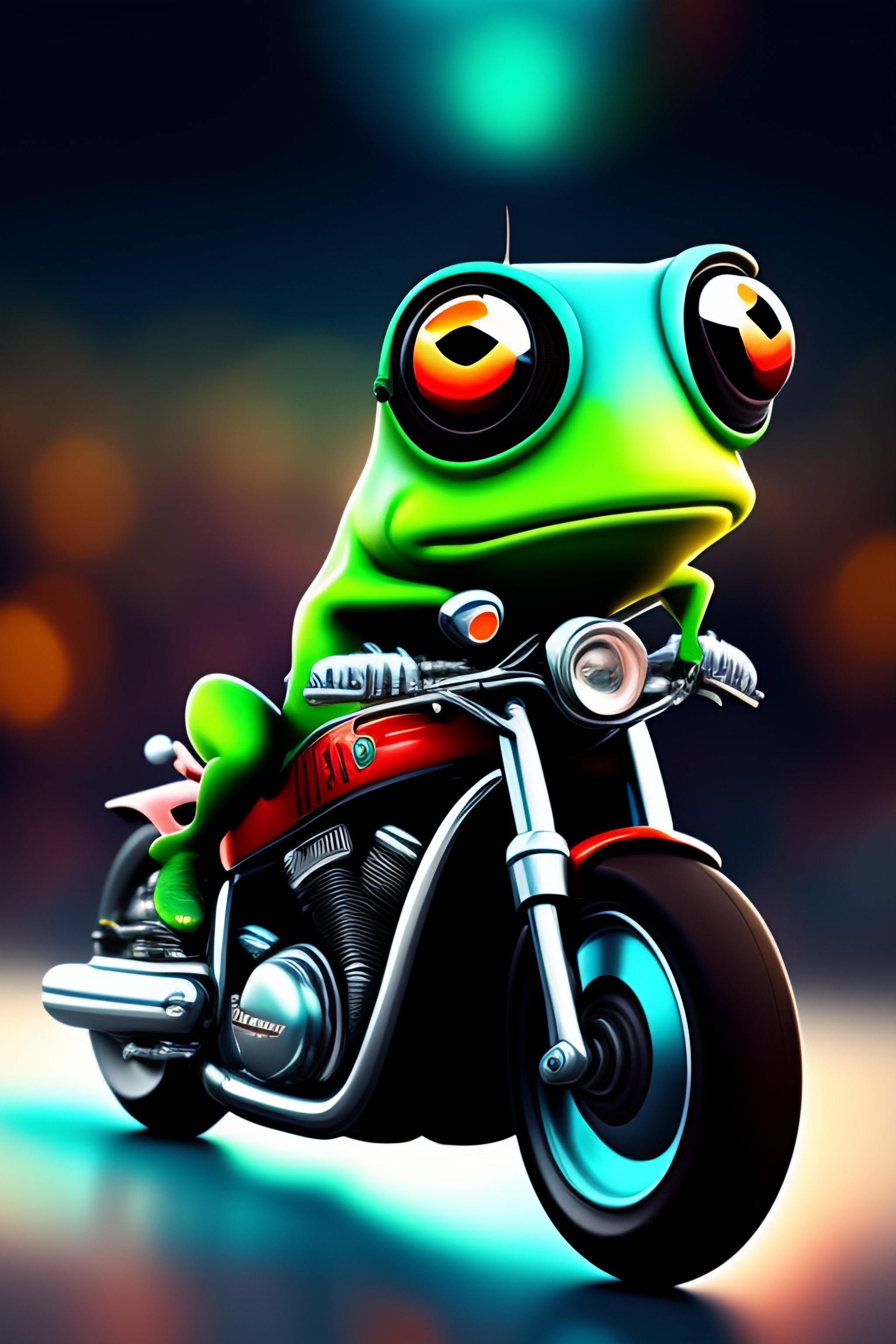 Lexica - Crazy frog, on one wheel, motorcycle, dead