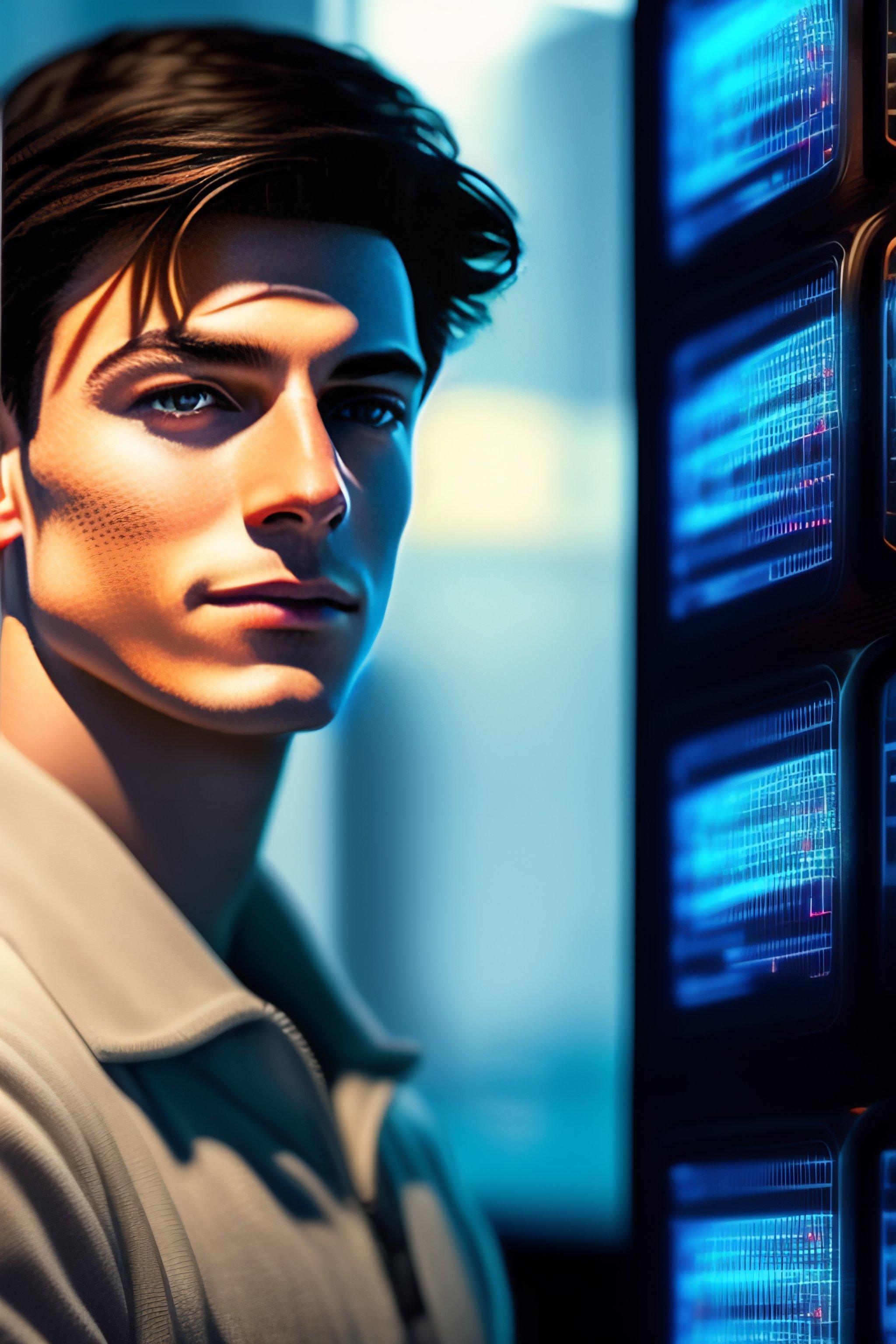 Lexica - Digital art image of Peter Parker at a computer displaying an ...