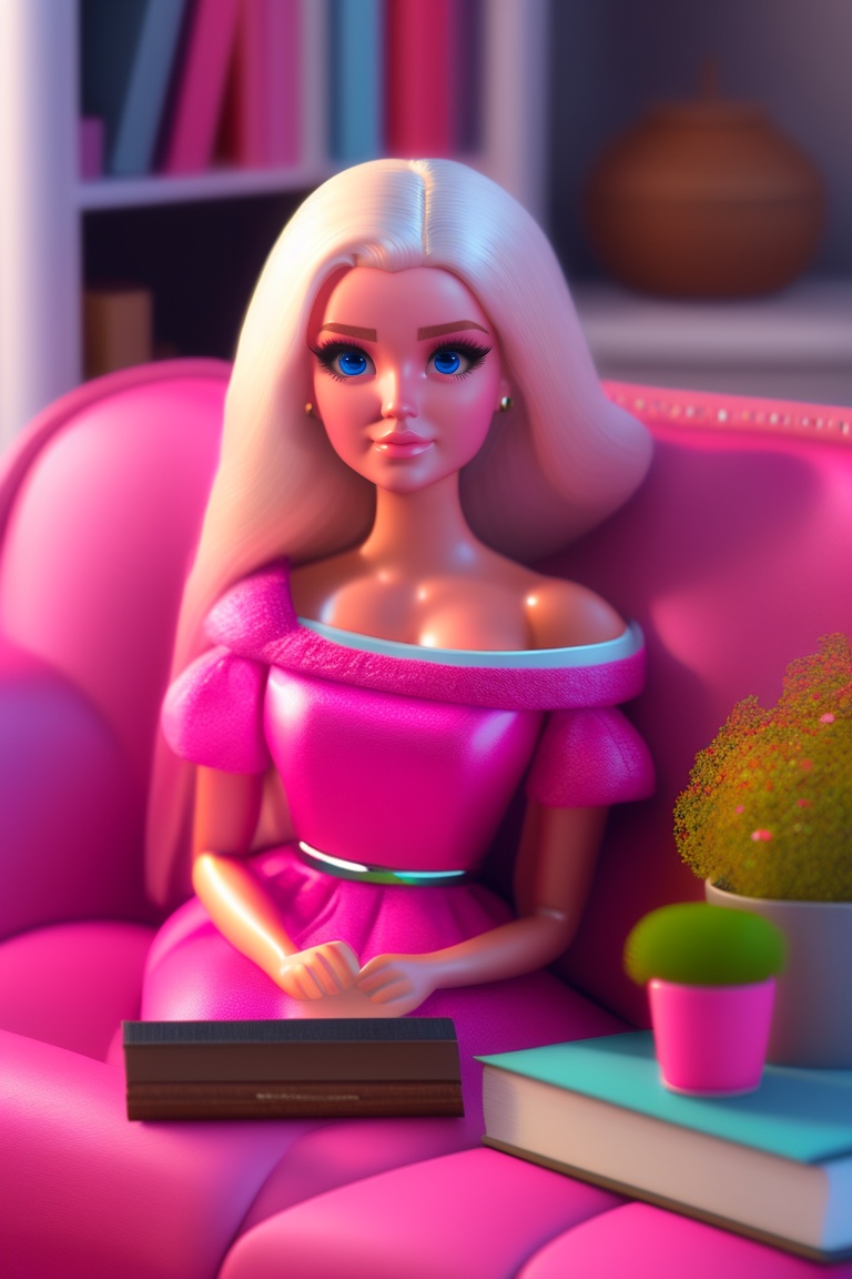 Lexica - Barbie being a Psychologist, sitting in a pink sofa