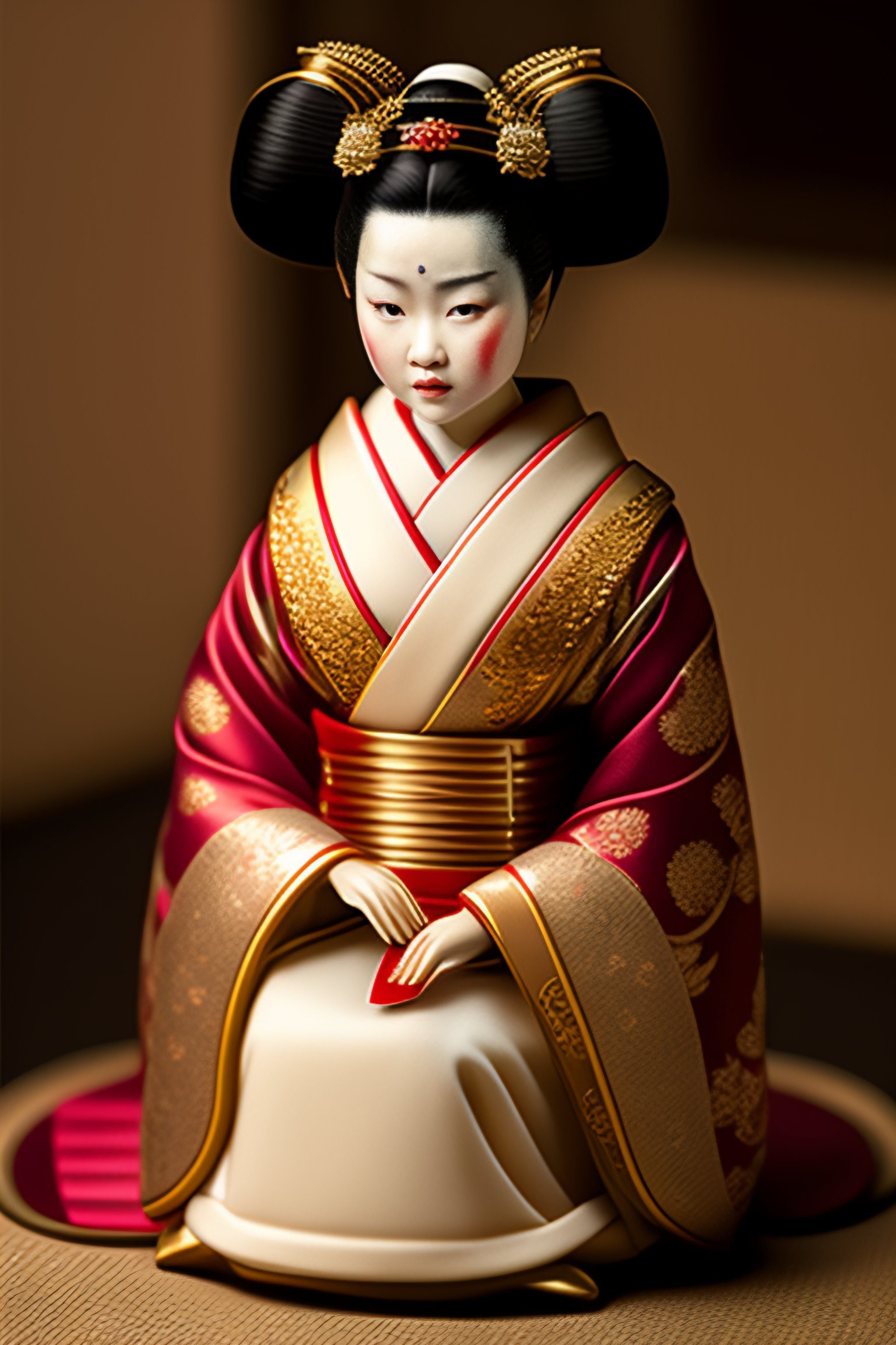 Lexica - Japanese Geisha Doll Seated Geisha Playing Instrument Seated ...