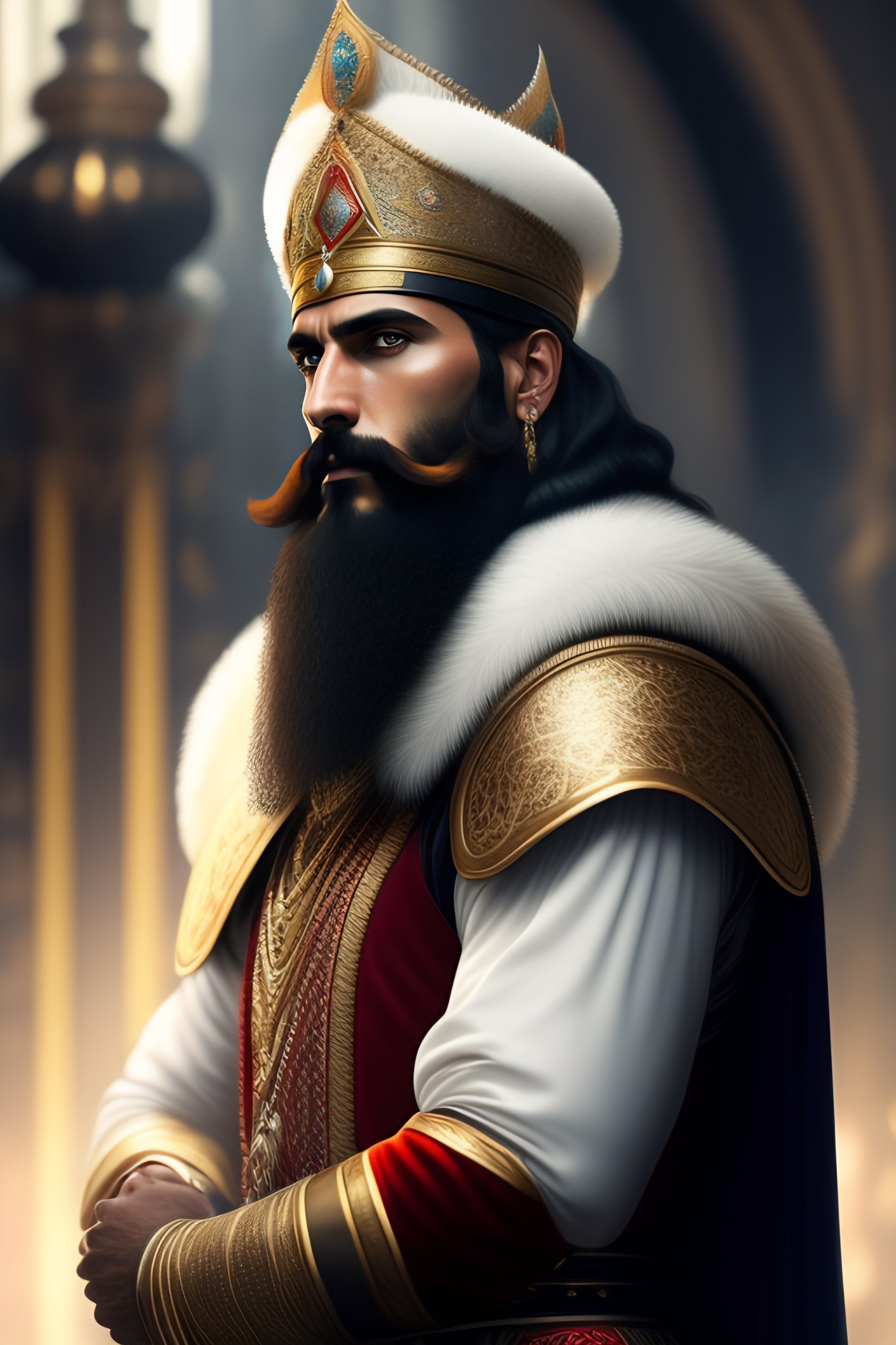 Lexica - Janissary, European, white man, black beard, portrait, gothic