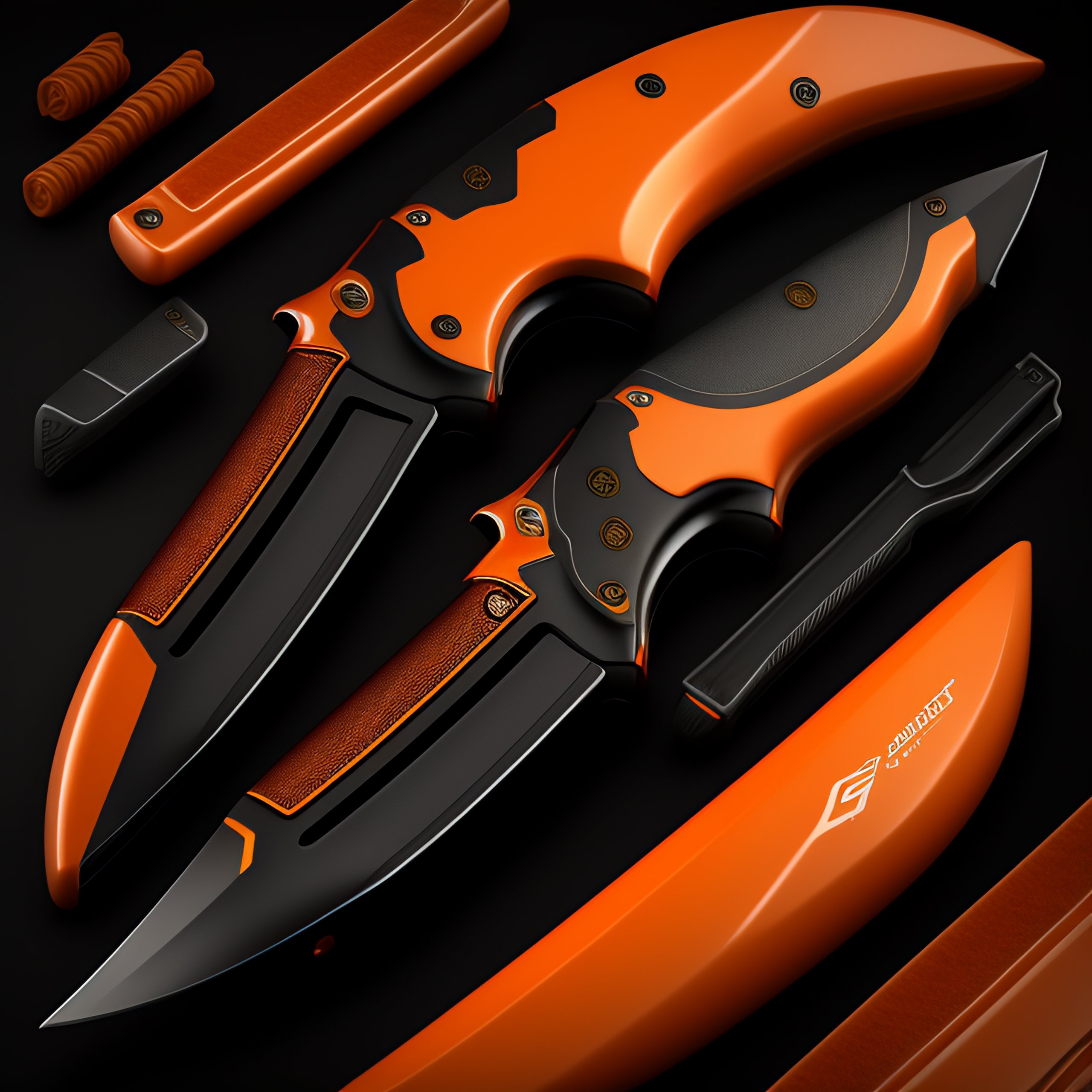 Lexica - CS-GO karambit knife, orange color, militar pattern details ...
