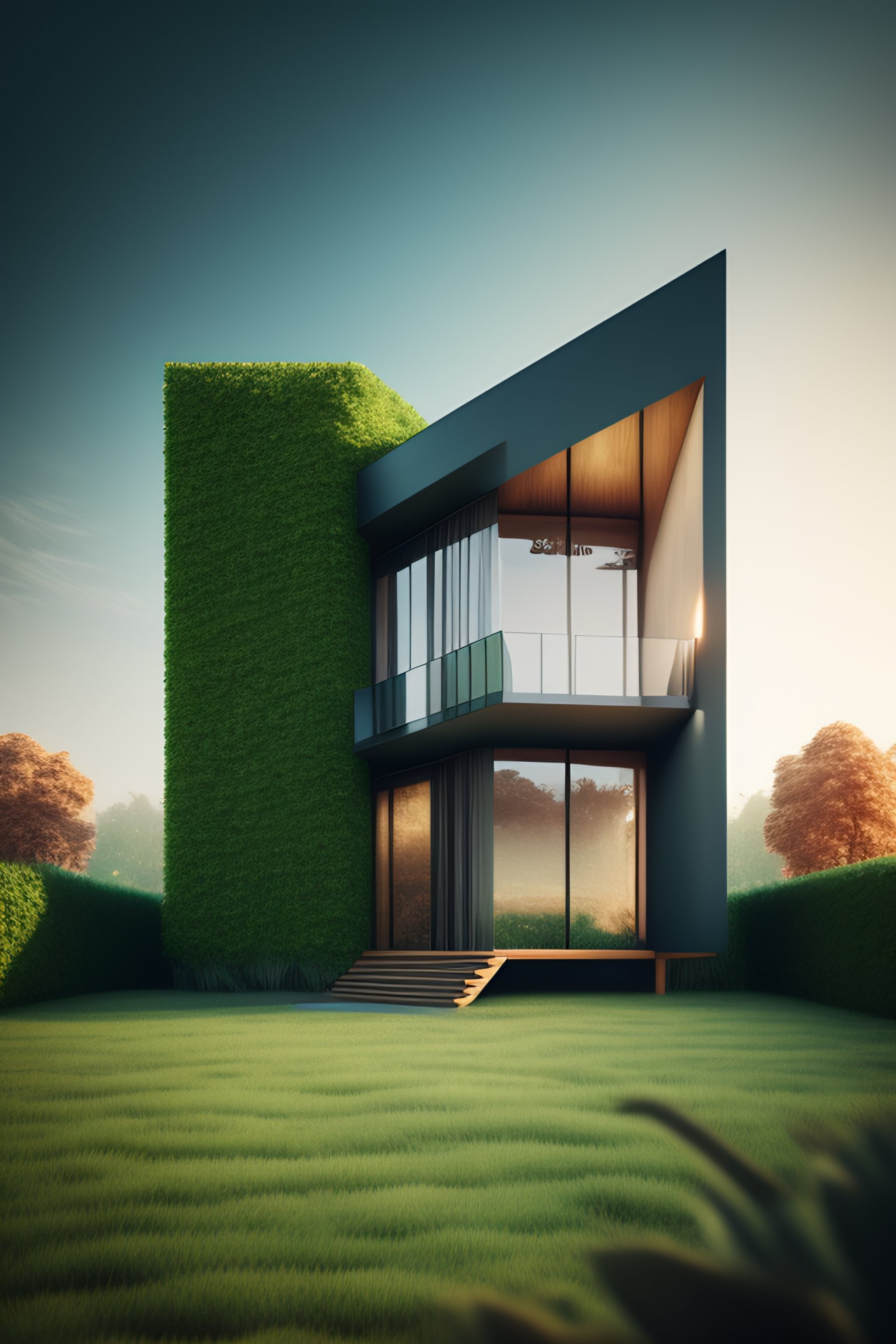 Lexica - Surreal modern house, lots of greenery and flowers, 8k render