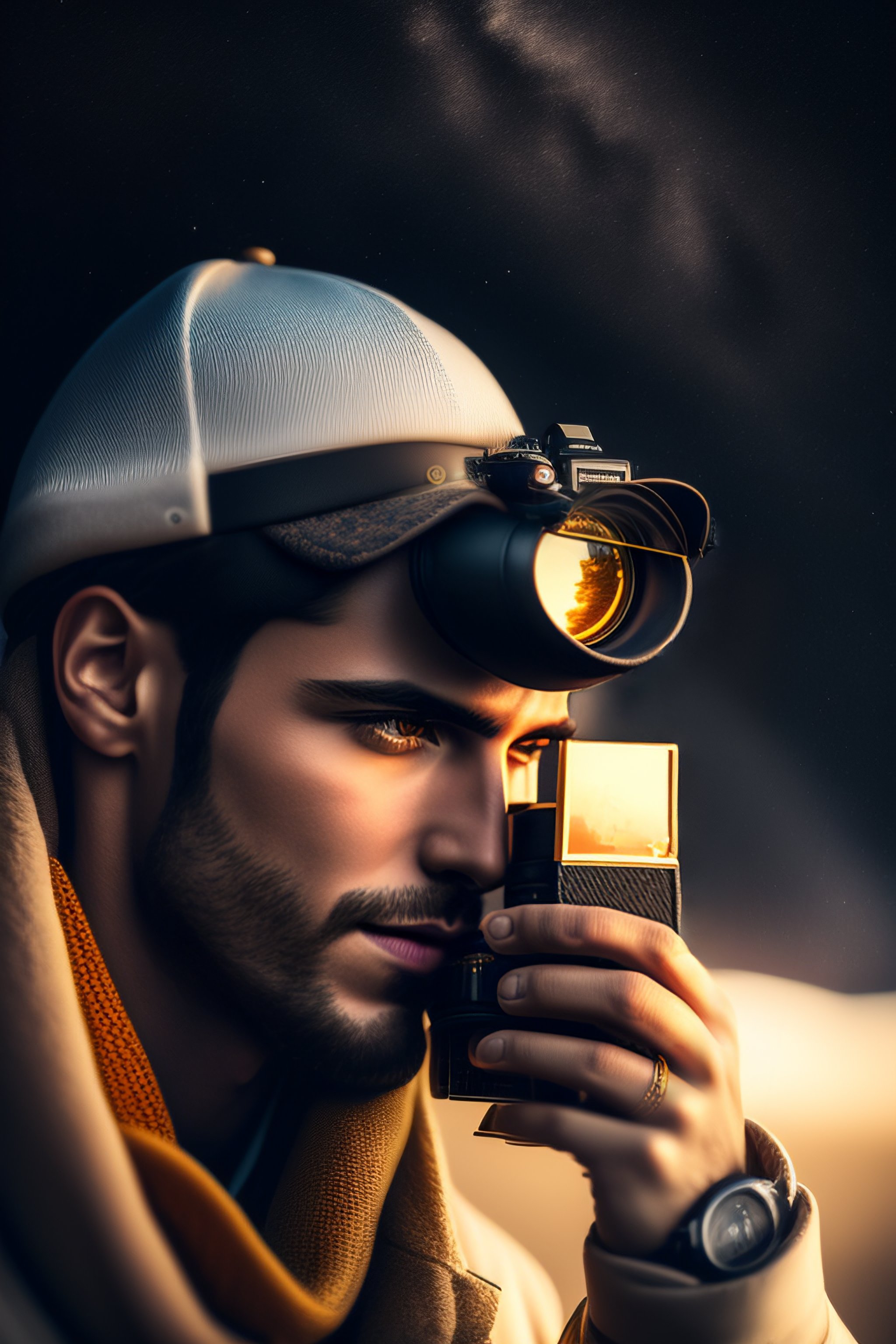 Lexica - Realistic male photographer looking through a medium format ...