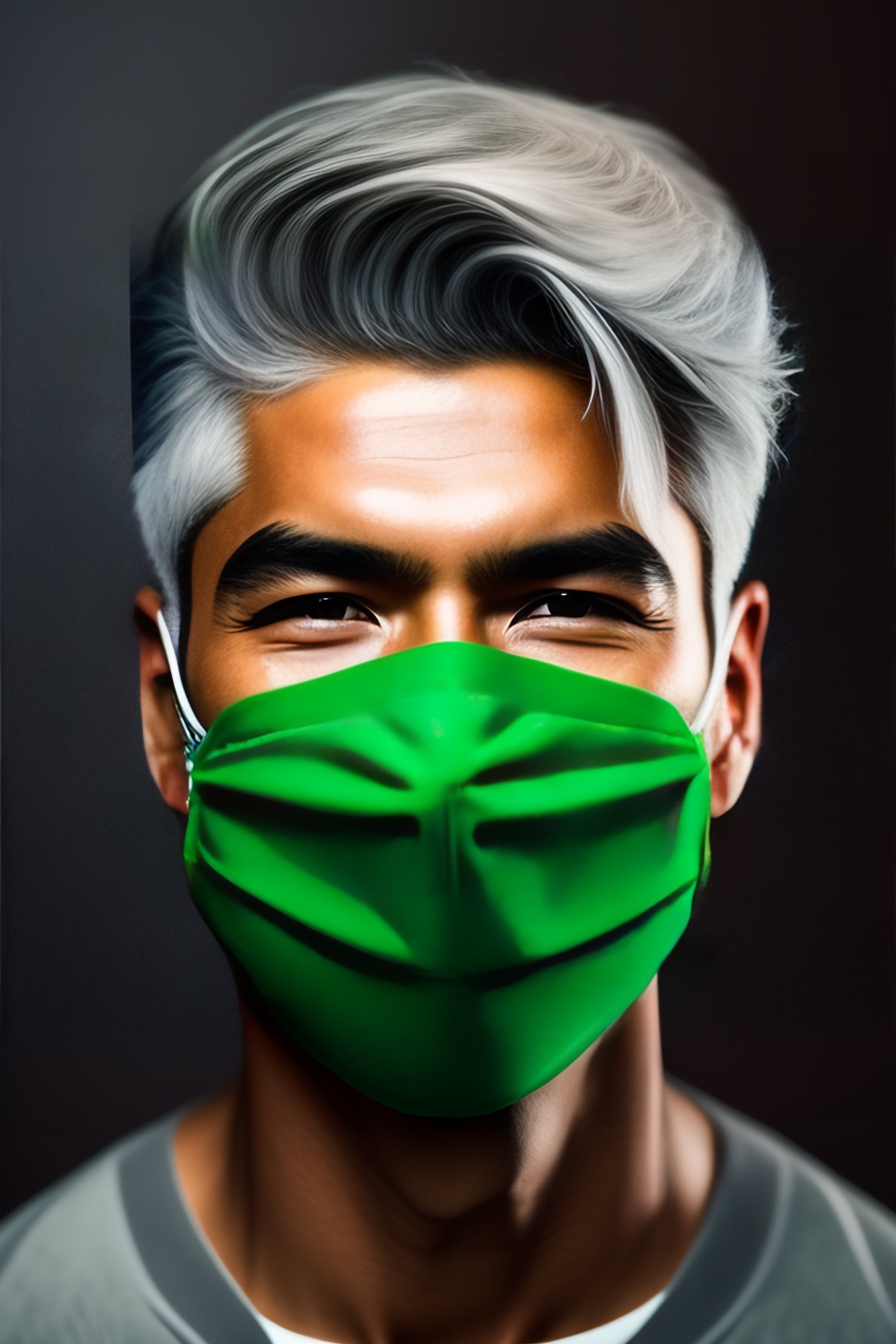 Lexica - Man with a half gray and half green mask that covers his ...