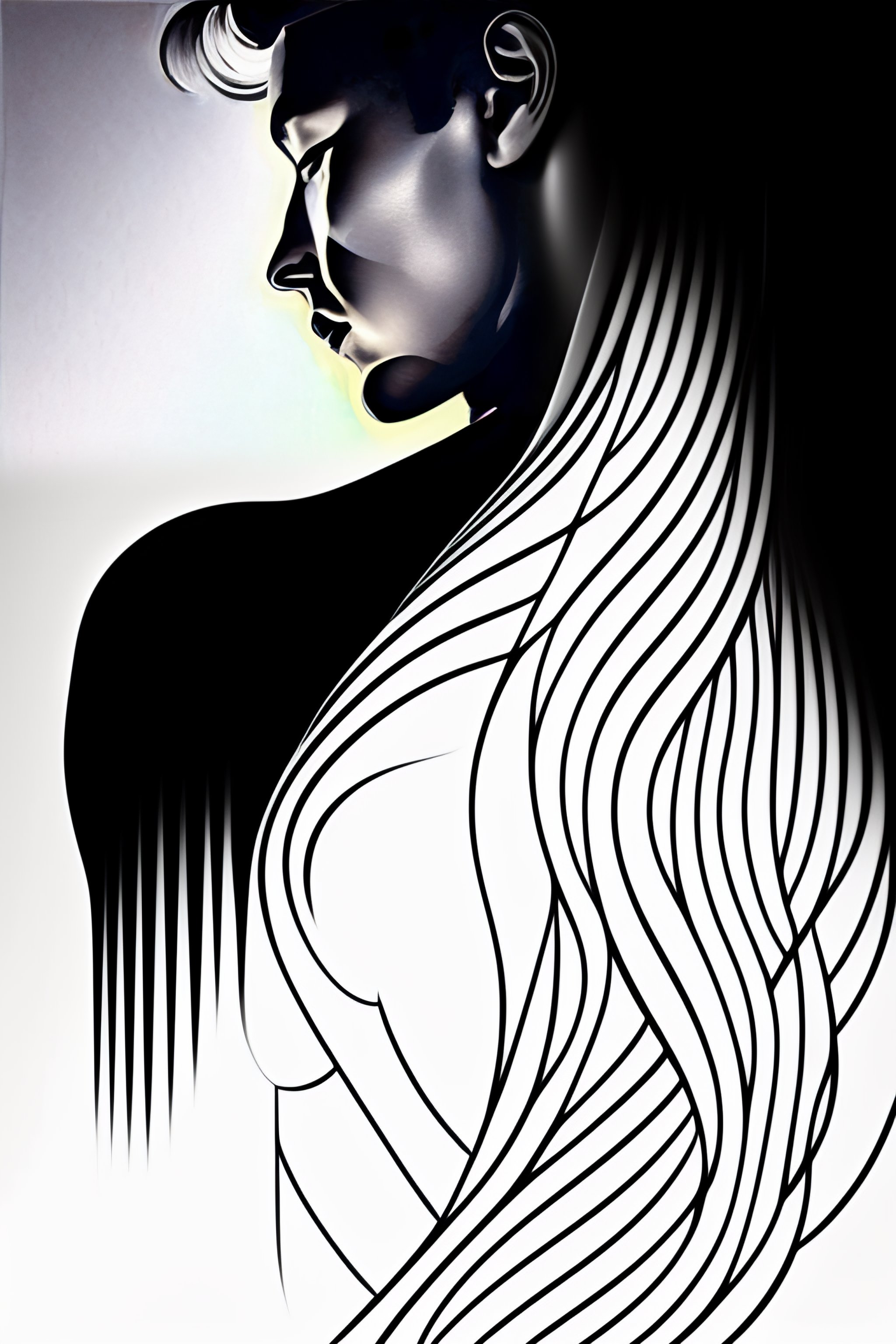 Lexica - Abstract line drawing of a male silhouette, only lines, realistic