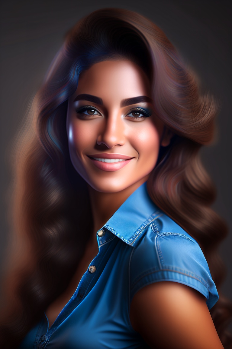 Lexica - Pretty woman,latin America, dressed in blue shirt, portrait ...