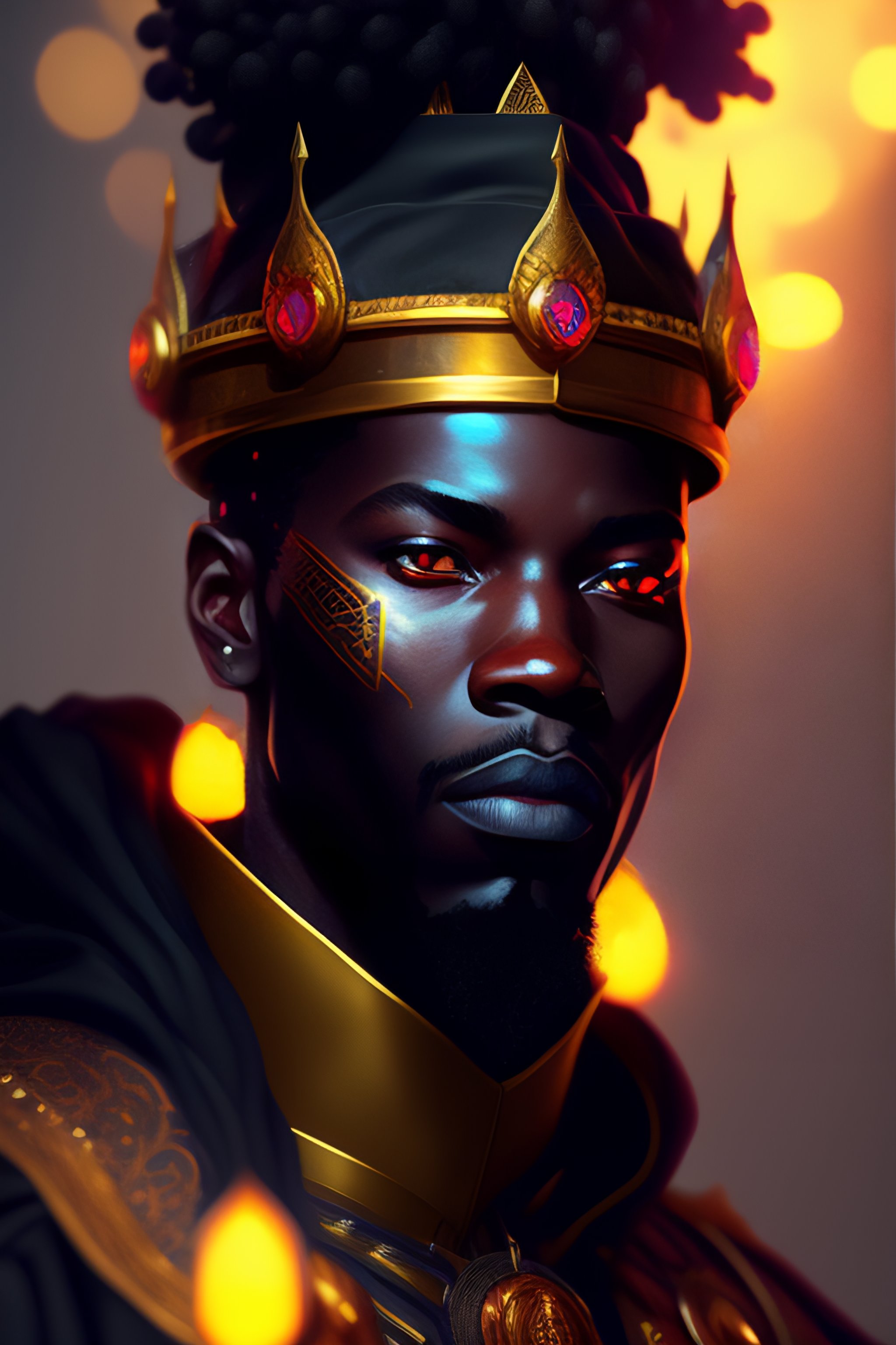 Lexica - A dark and ominous african moor with glowing eyes and a golden ...