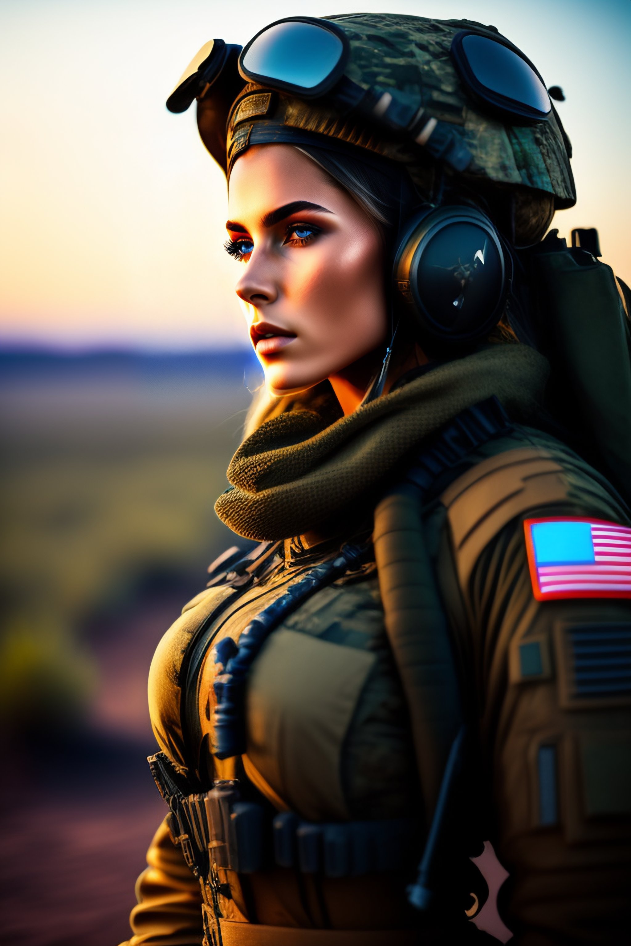 Lexica - A cyber beautiful Russian girl warrior in a burnt land ...