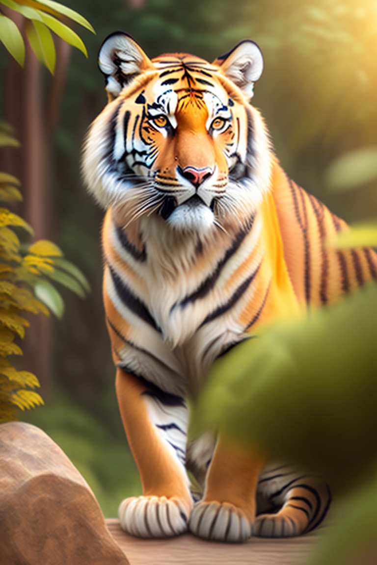 Lexica - Tiger talking in jungle, day time