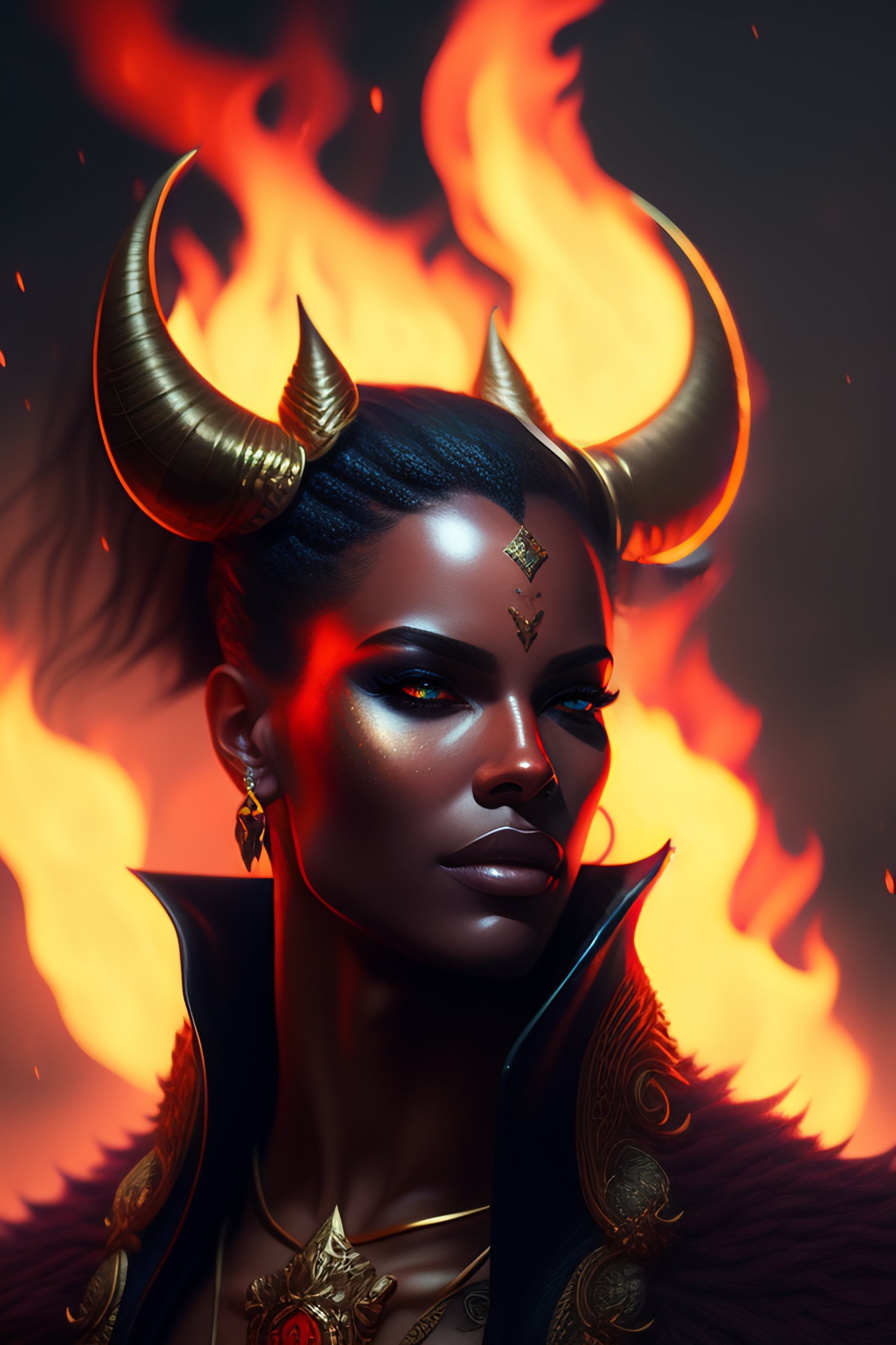 Lexica - Portrait of the devil with his horns on fires on a skull on ...