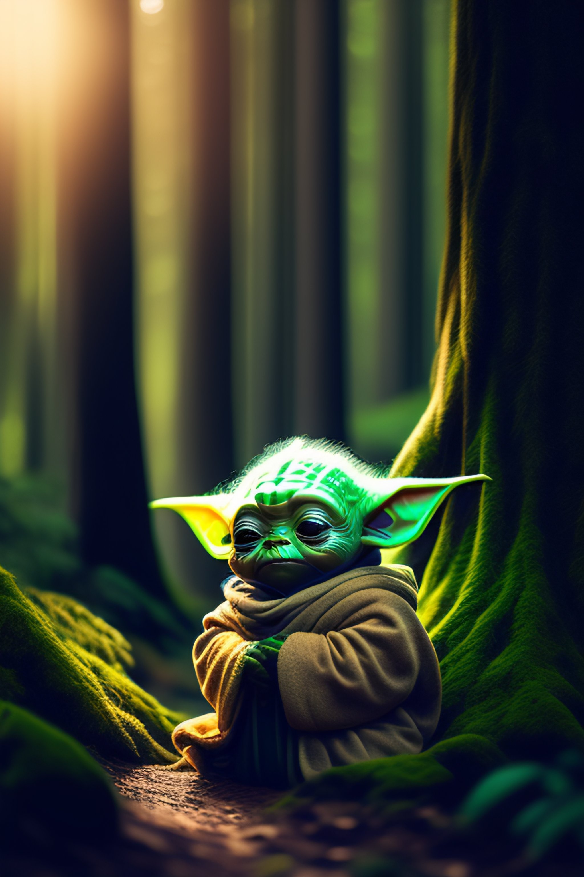 Lexica - Star wars baby yoda in the forest, photorealistic, cinematic ...