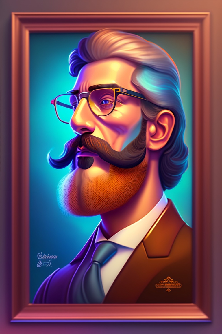 Lexica - Colour full background, wise man with spectacles and moustache ...