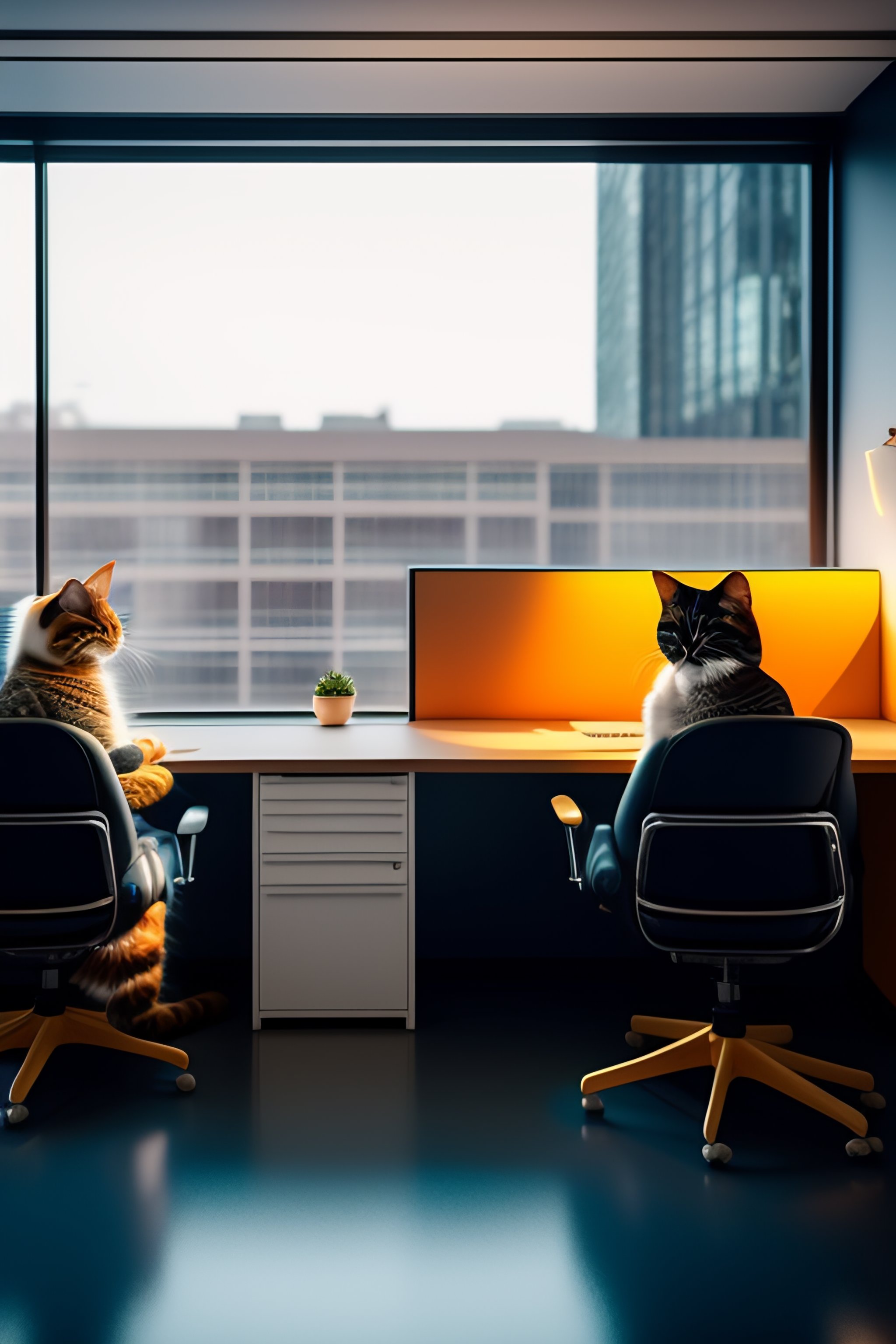 Lexica - Cats working in a office