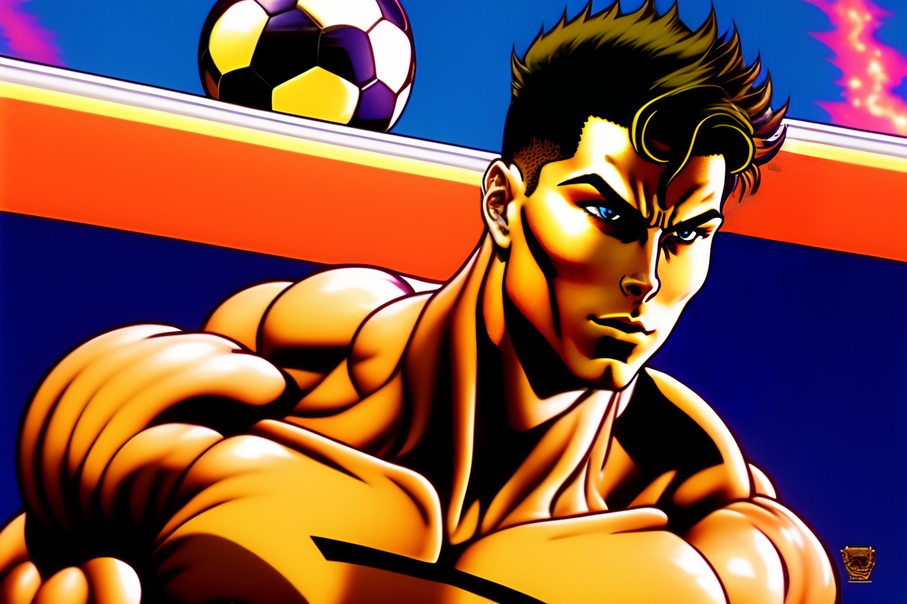 Lexica - Vintage 90's anime style, environmental wide shot of ronaldo ...