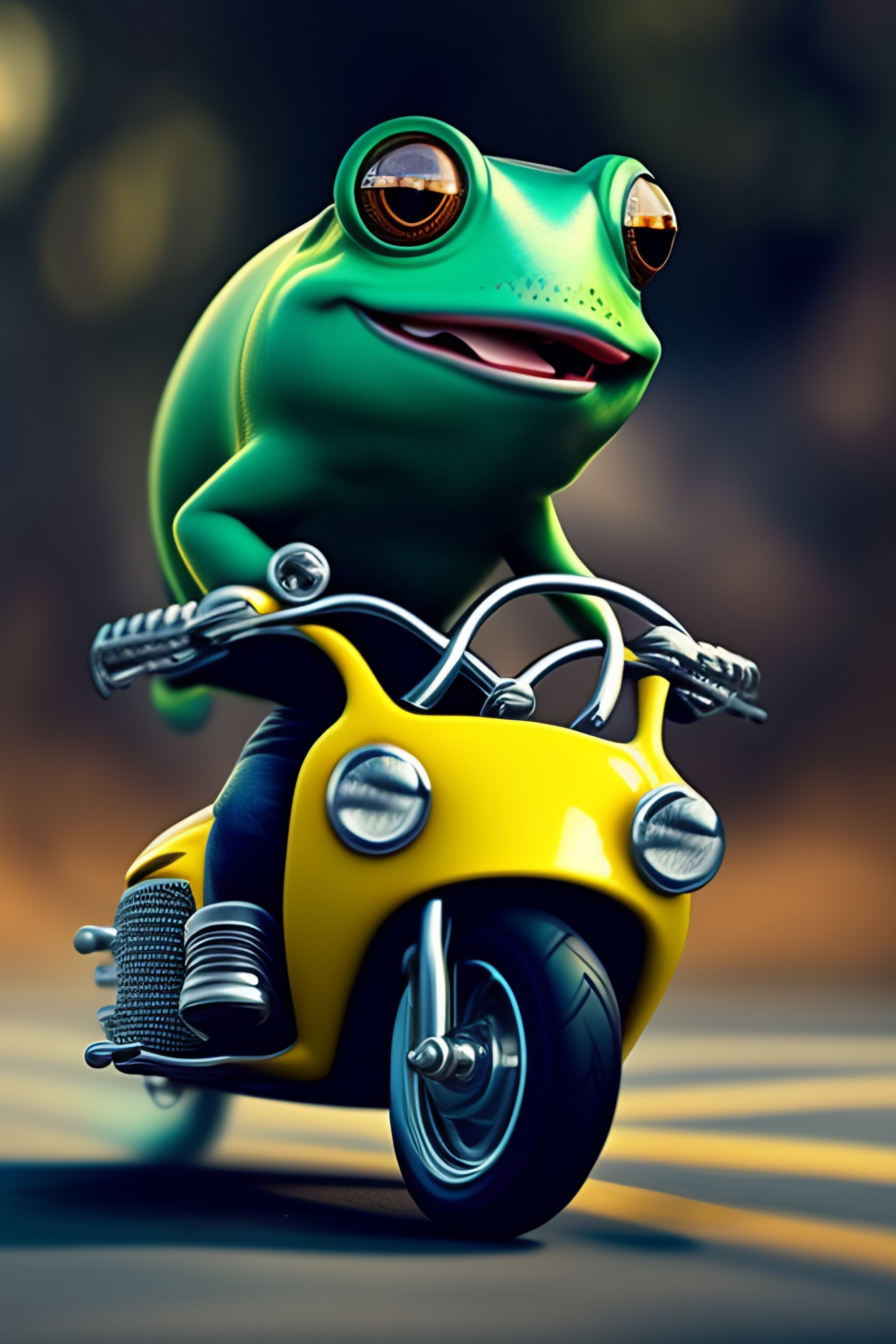Lexica - Crazy frog, on one wheel, motorcycle, dead