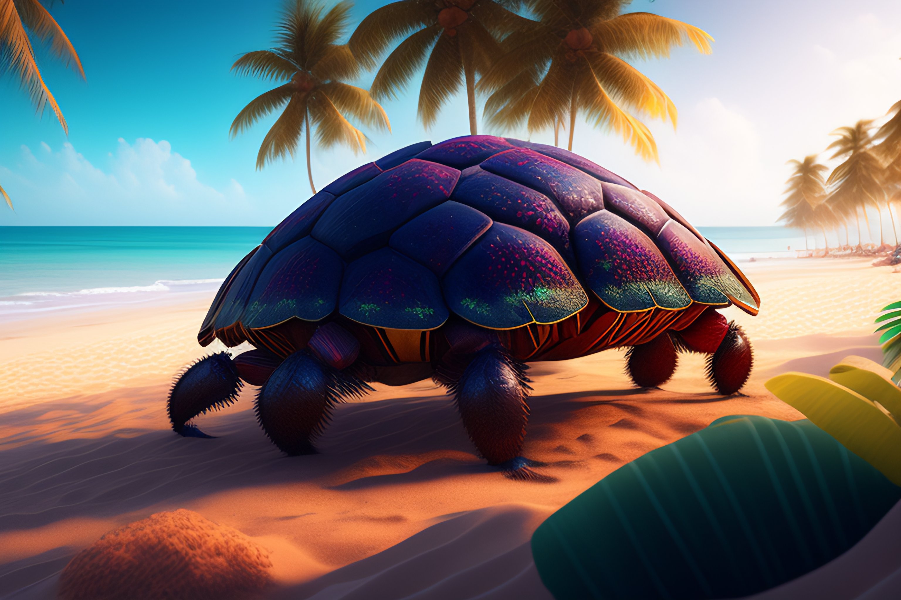 Lexica - Giant coconut crab monster creature on tropical beach sand ...