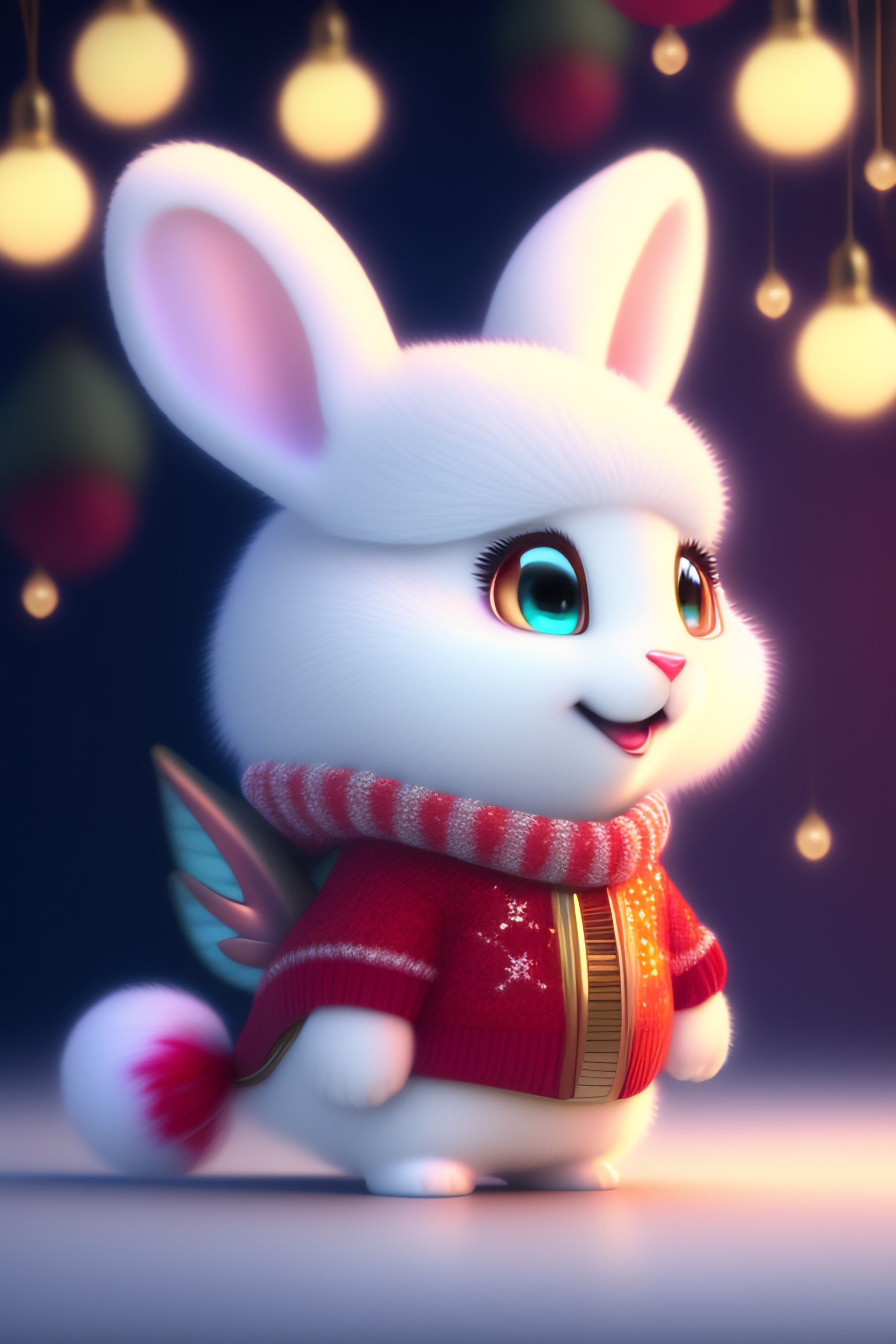 Lexica - Pixar style,cute pixar style white fairy rabbit ,Singing with ...