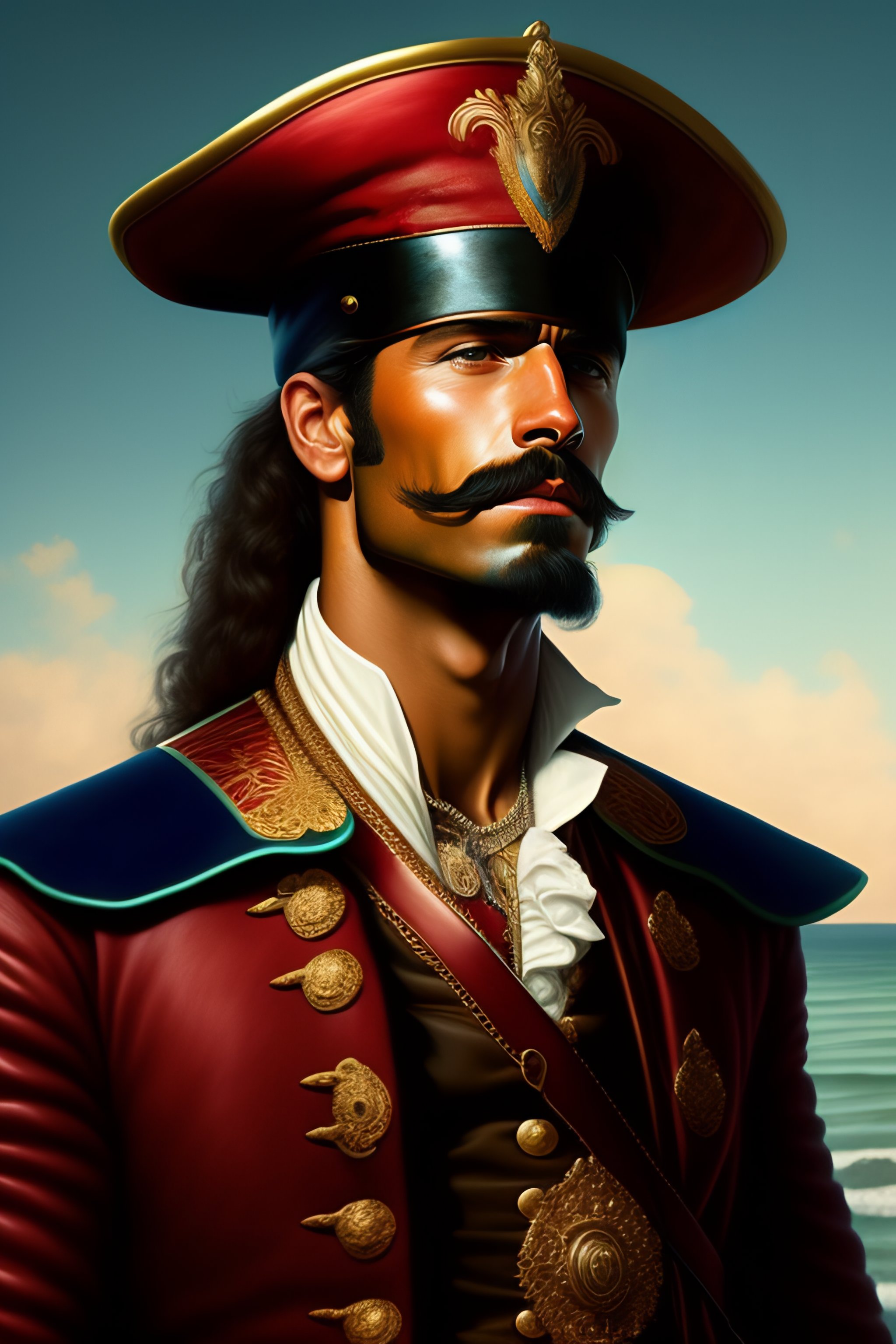 Lexica - Portrait of a French pirate, very detailed