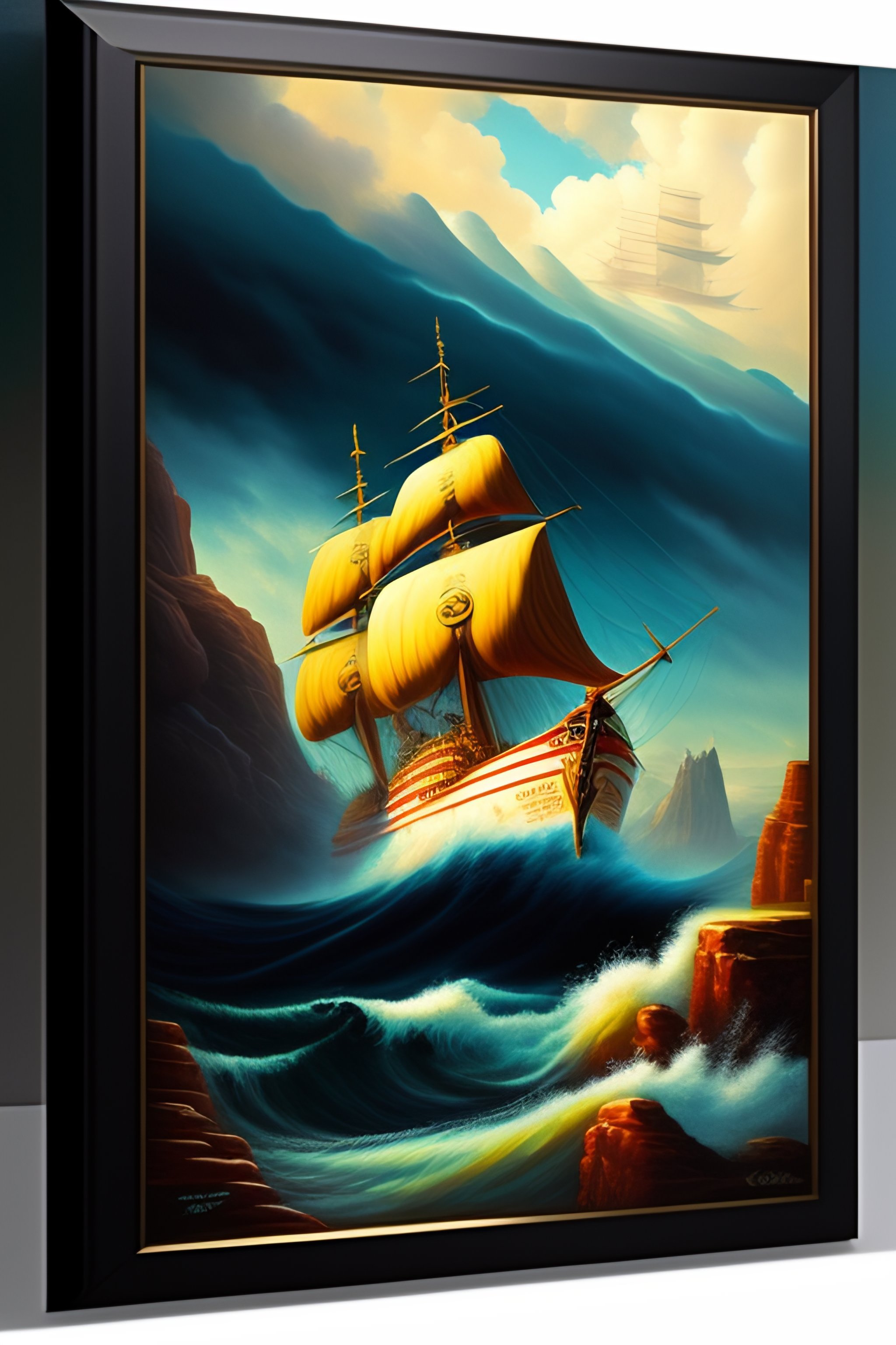 Lexica - Oil paint of epic voyages cover with legendary sailors