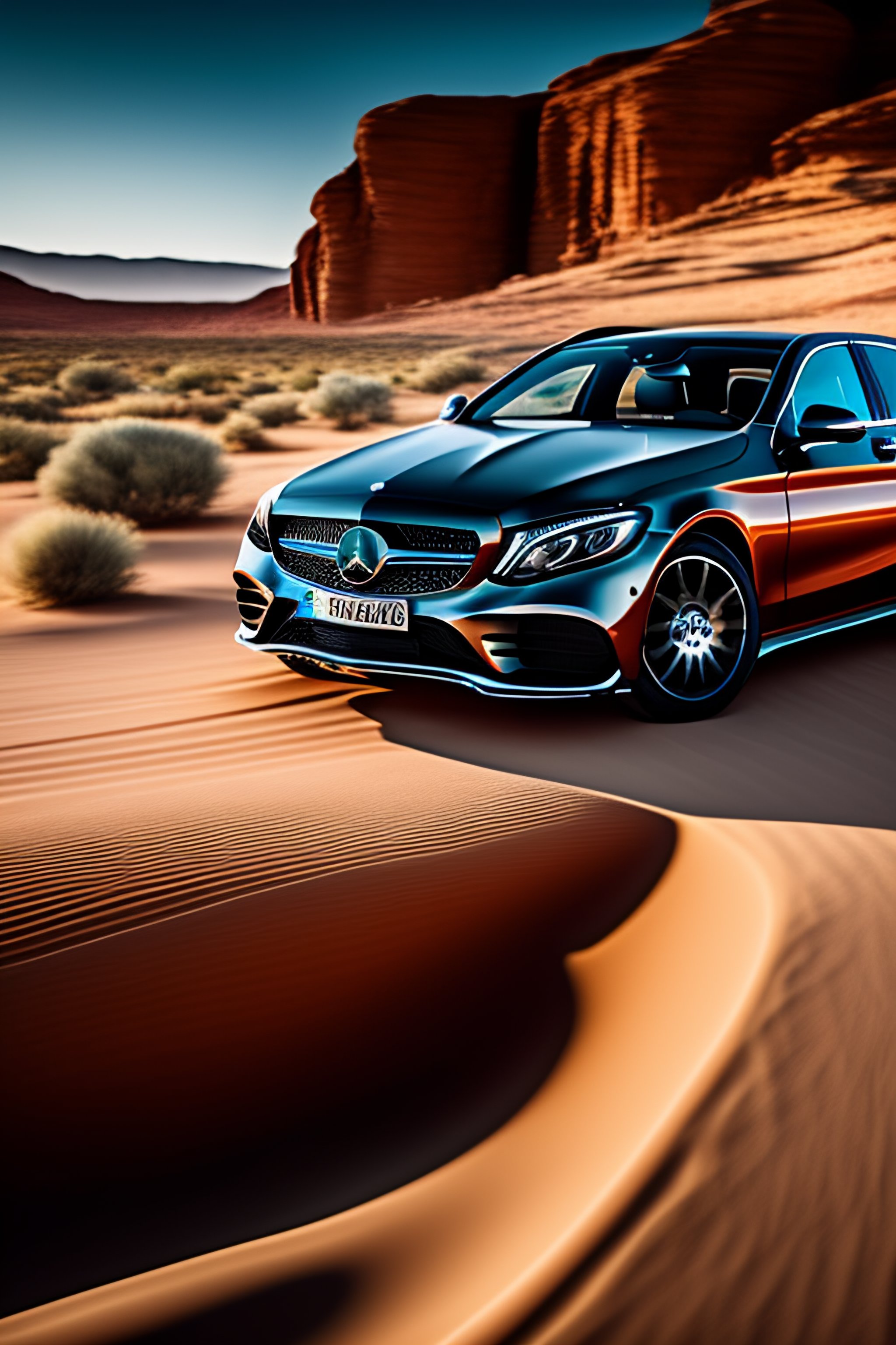 Lexica - Mercedes clase c 220d azul en desierto