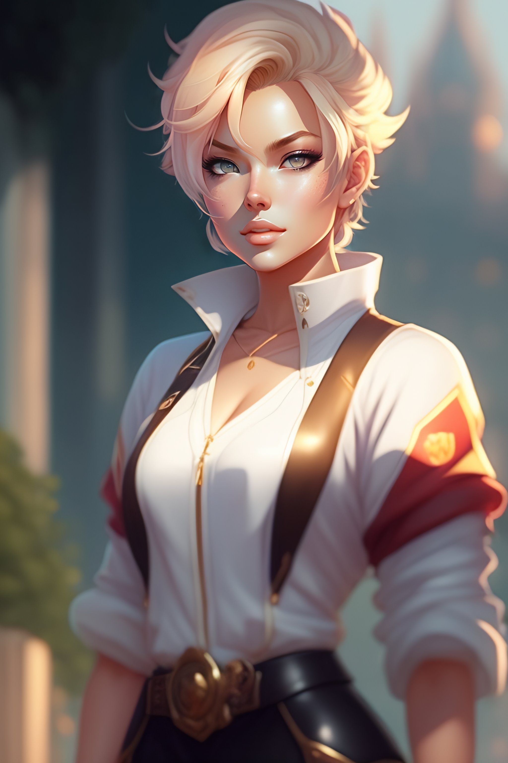 Lexica - Character concept art of margot robbie as an anime boy | cute ...