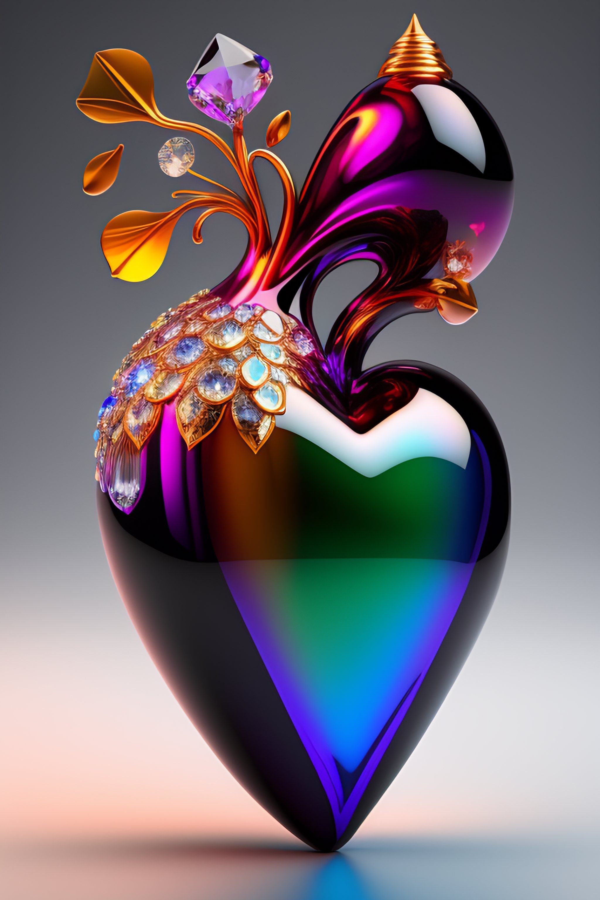 Lexica - Glass sculpture of anatomical heart with stained crystle ...