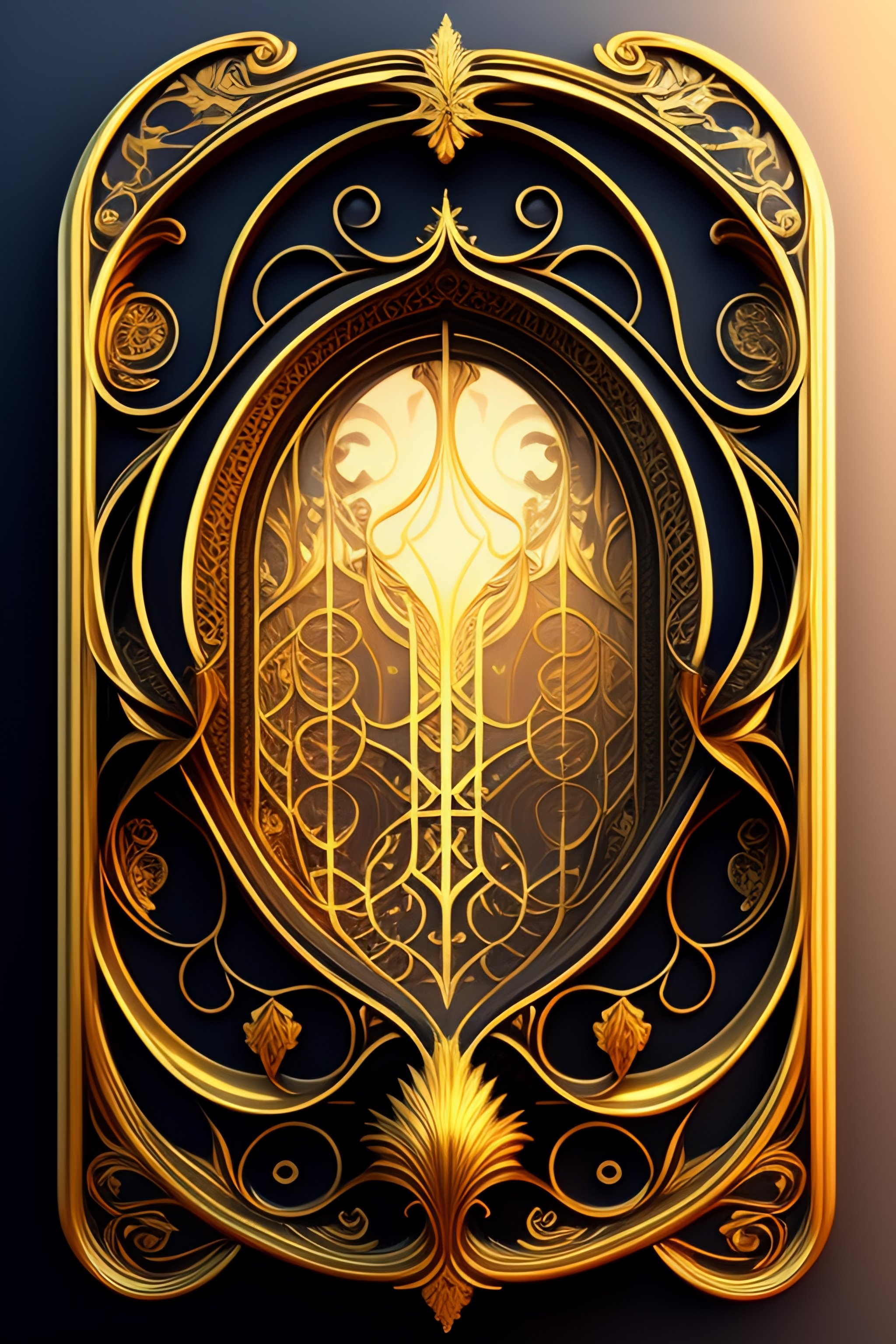 Lexica - An intricate art nouveau edges frame, with golden entertwined edges and crown black ...