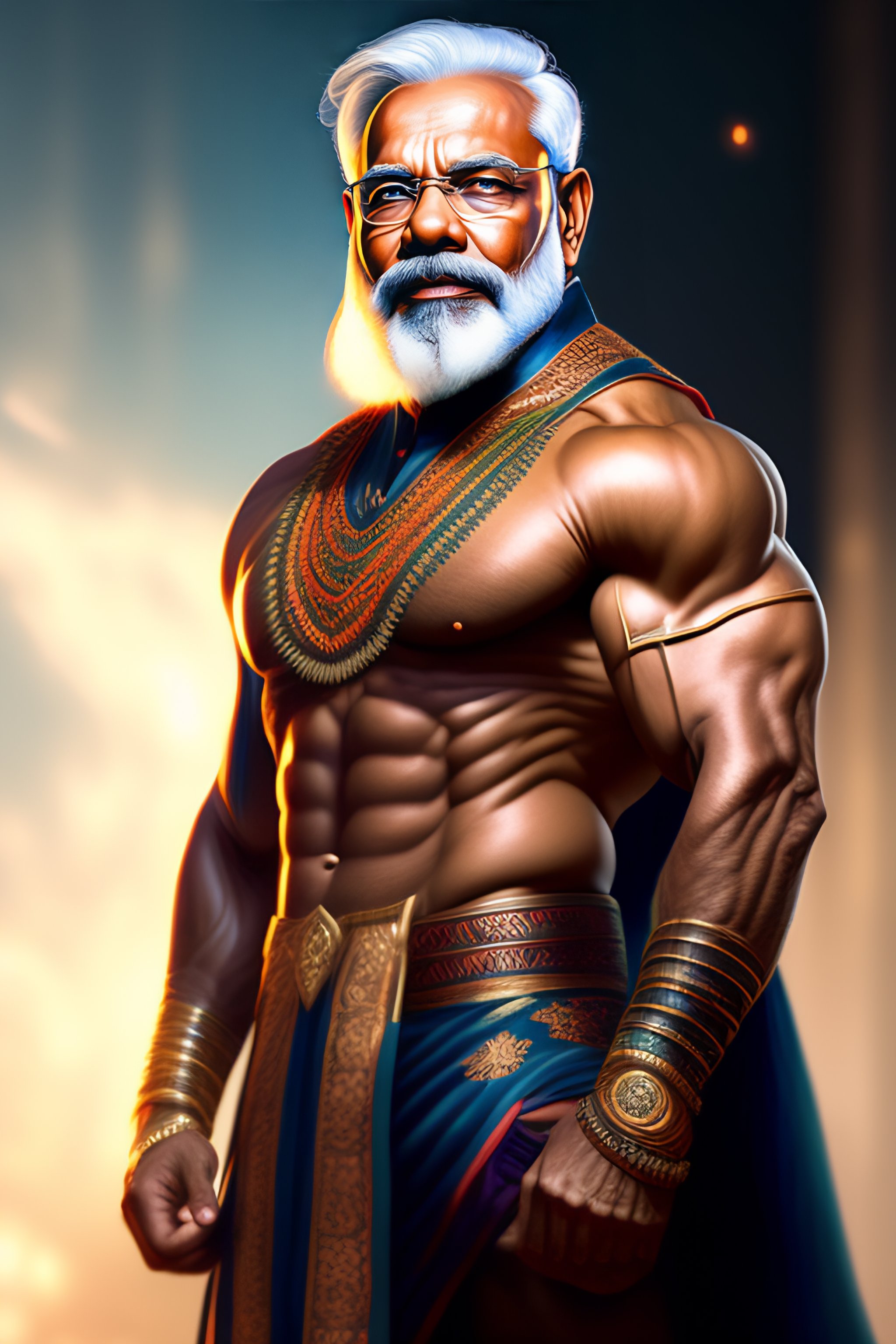 Lexica - Full body potrait of super muscular narendra modi, highly ...