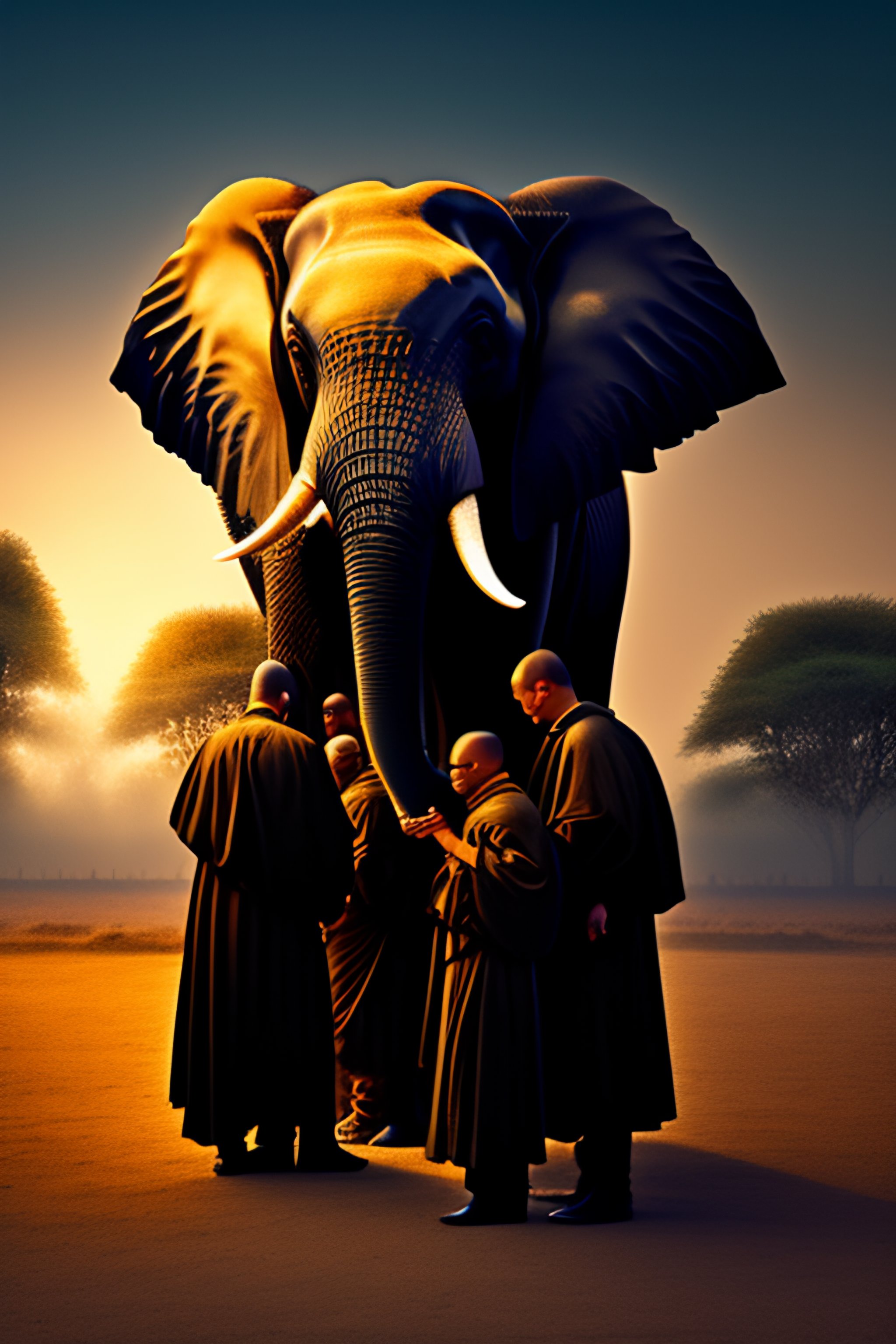 Lexica - Great lighting several blind monks touching an elephant in the ...