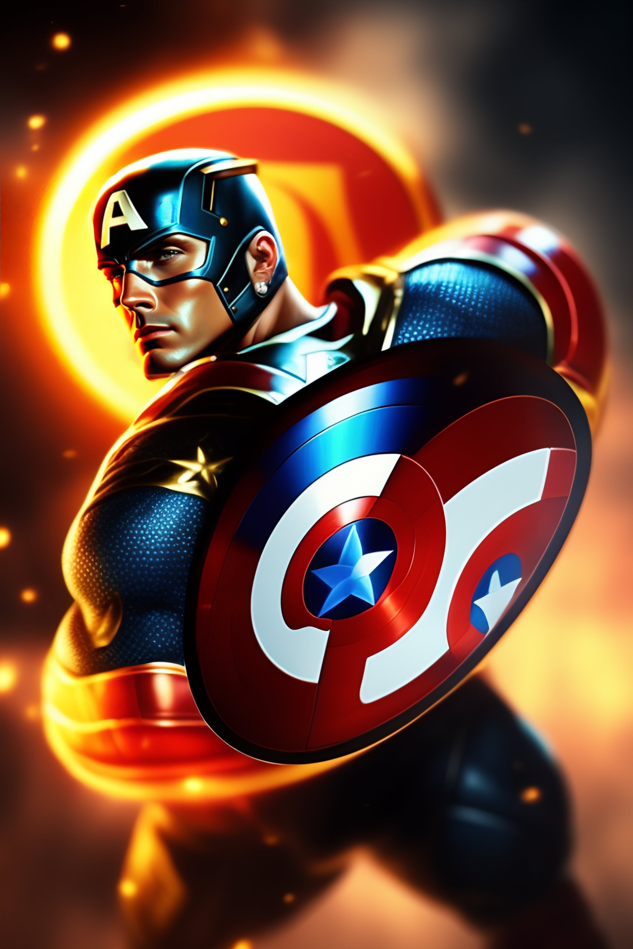 Lexica - Captain america with golden youtube play button